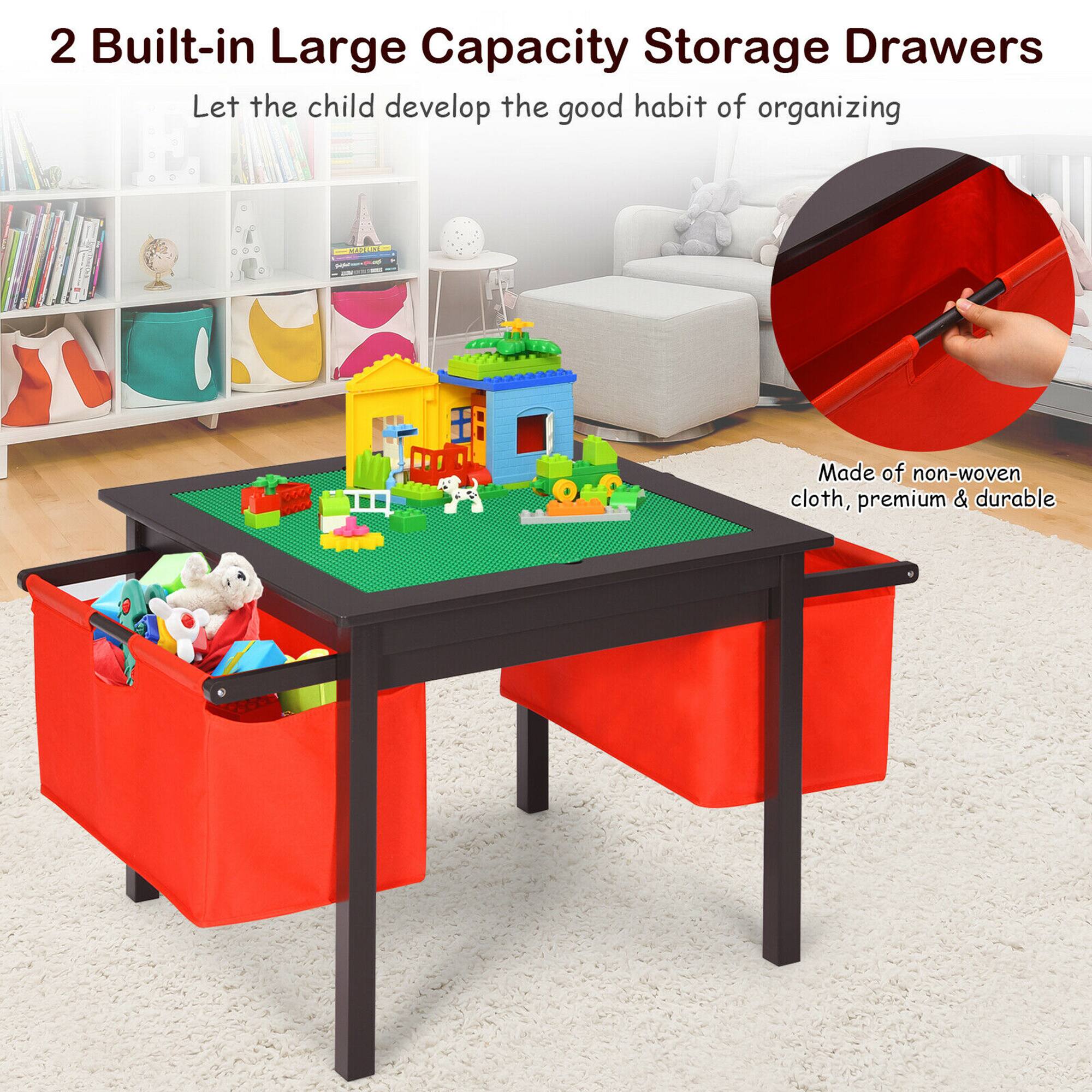 Gymax 2 in 1 Kids Activity Table & 2 Chairs Set w/Storage Building ...