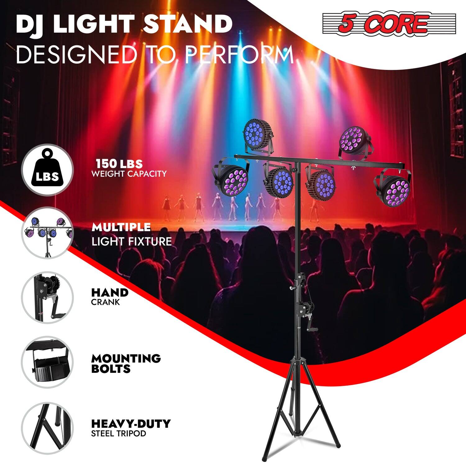 5 CORE 5Core DJ Light Stand Stage Lighting Truss System Hand Crank ...