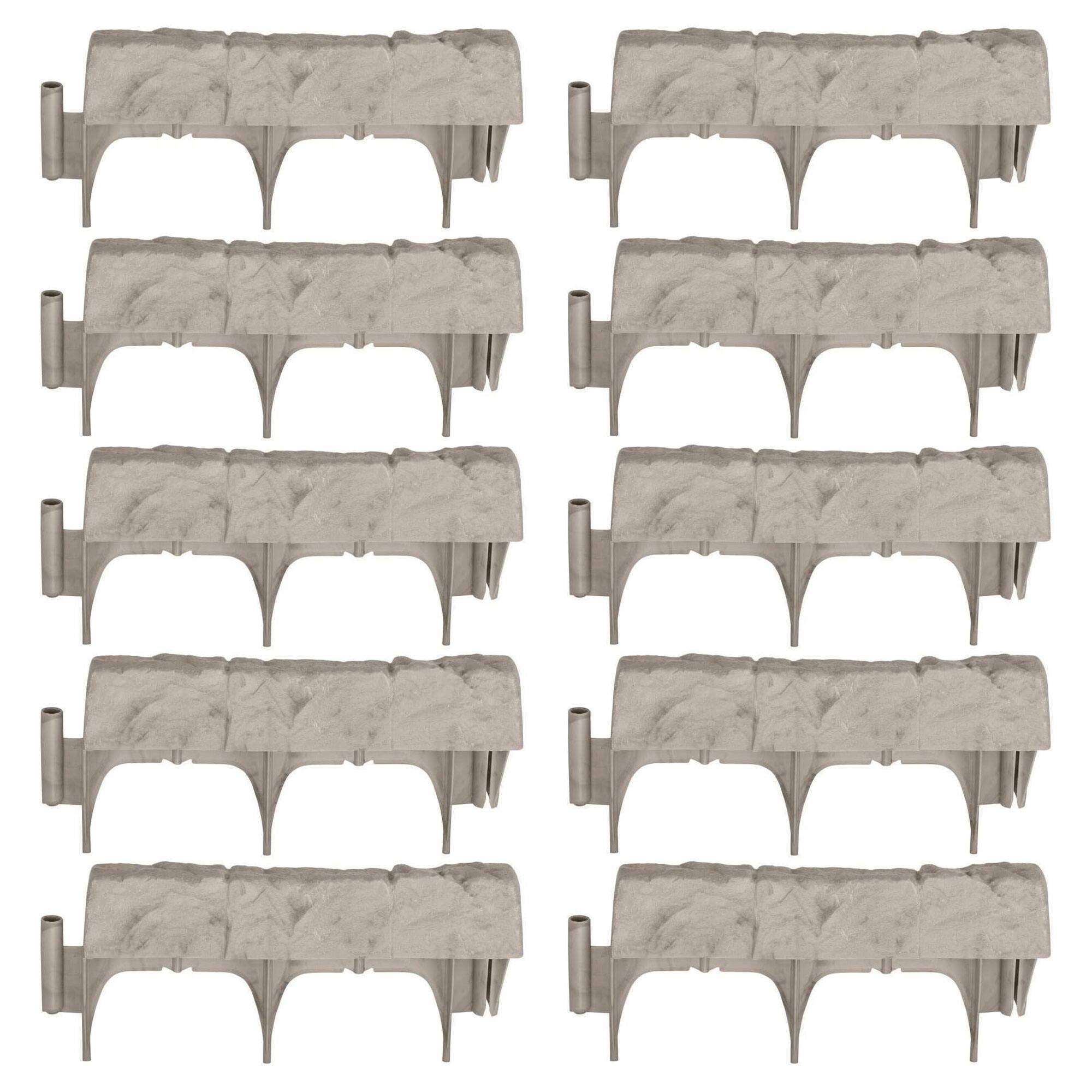 Suncast 10 Piece 12" Landscape Design Border Decorative Natural Stone ...