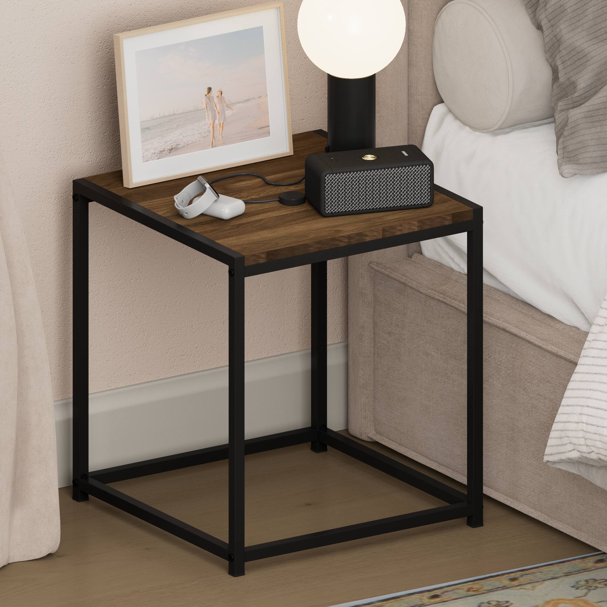 Furinno CAMNUS Night Stand, Metal Frame Nightstand, Toolless Side Table ...