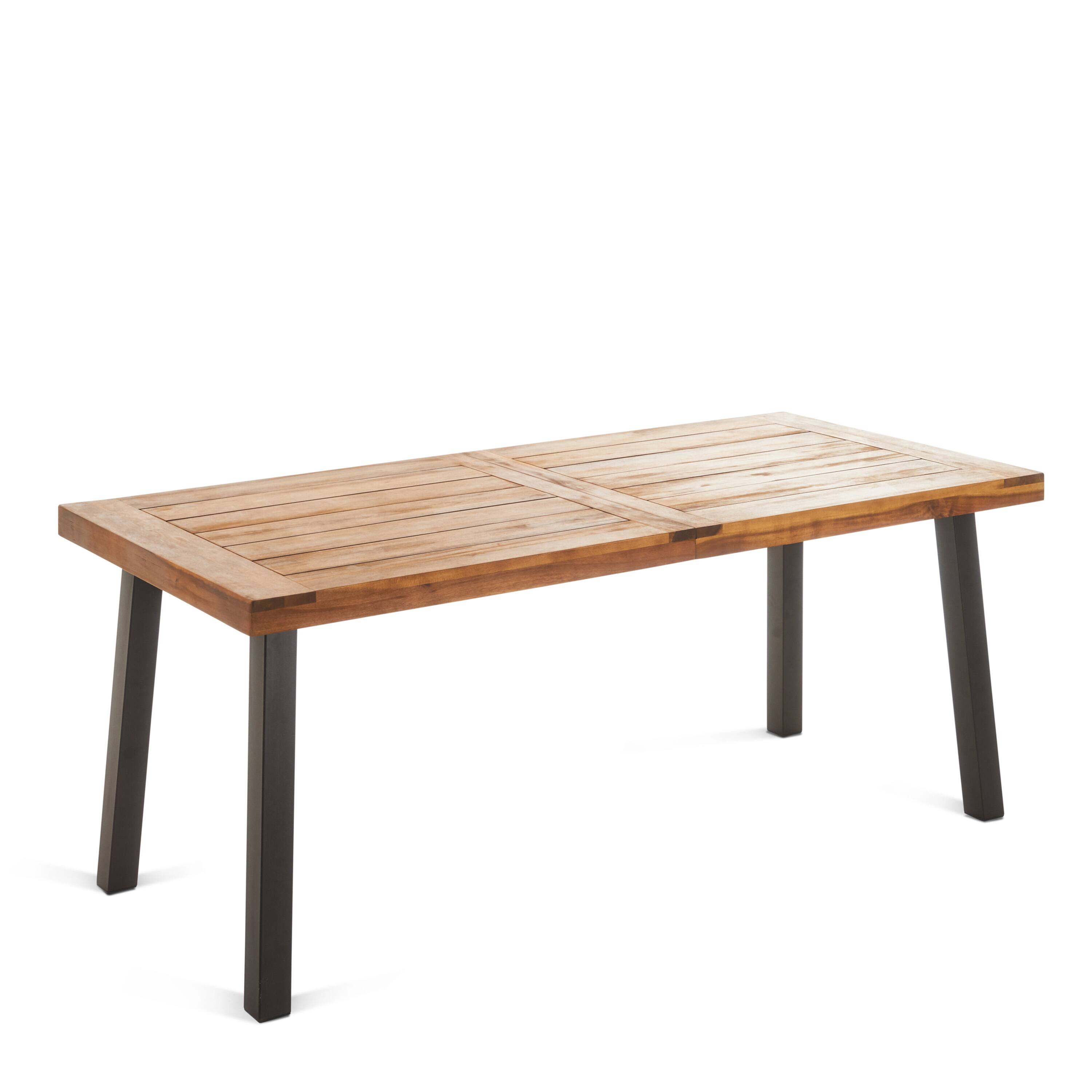 APRILSOUL Modern Industrial Acacia Wood Dining Table 69in Powder Coated ...