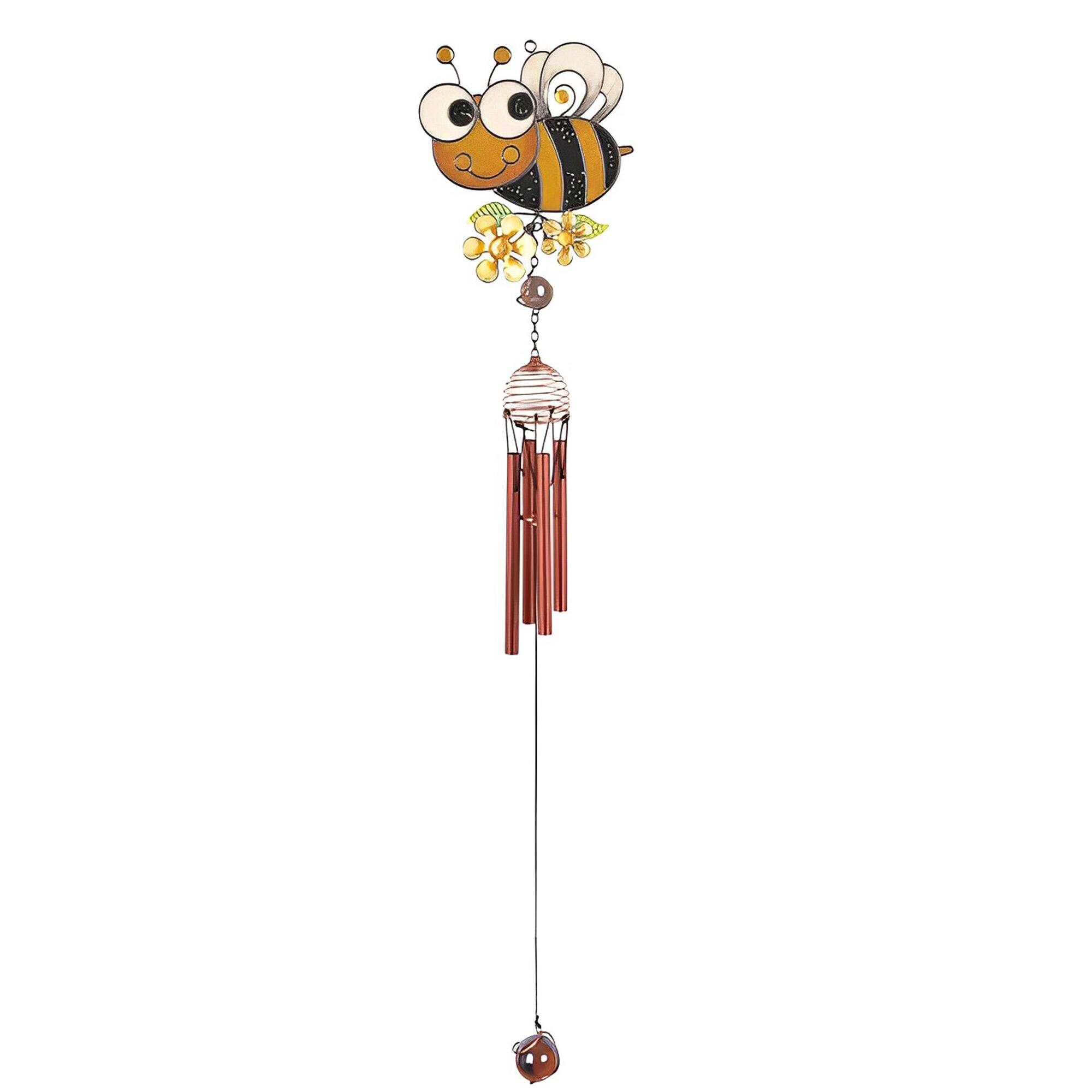 FC Design 31" Long Yellow Bee Wind Chime with Copper Gem Outdoor Patio ...