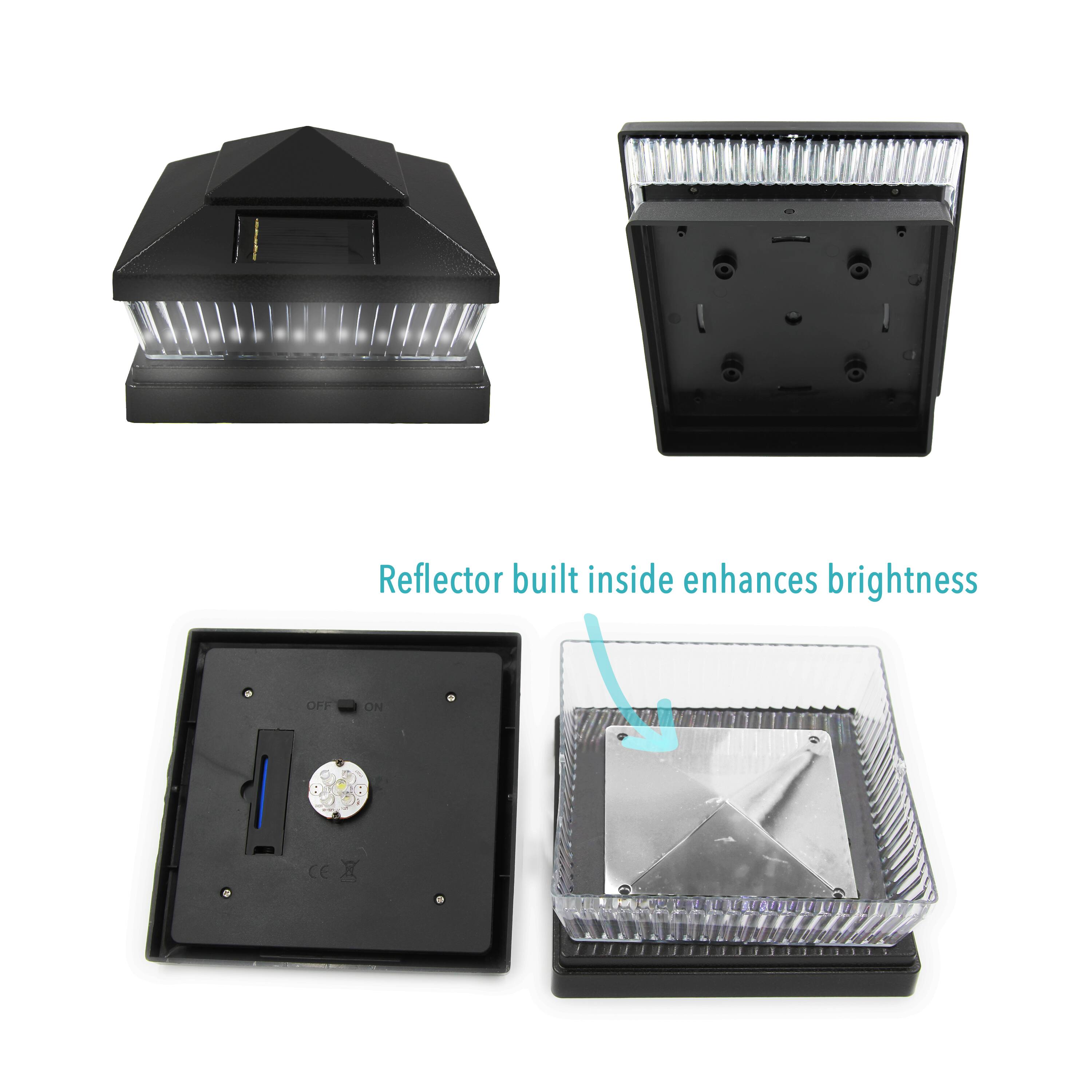 FC Design Black Solar Post Cap Light 5 Ultra Bright LED 78 Lumen Fit ...