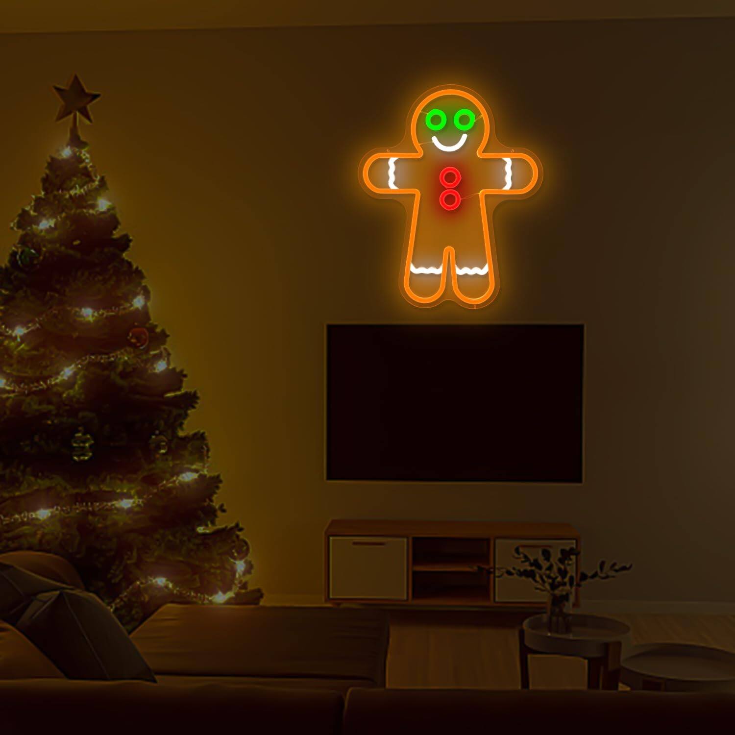 Auledio Gingerbread Man Neon Sign for Wall Decor Christmas Neon Signs ...