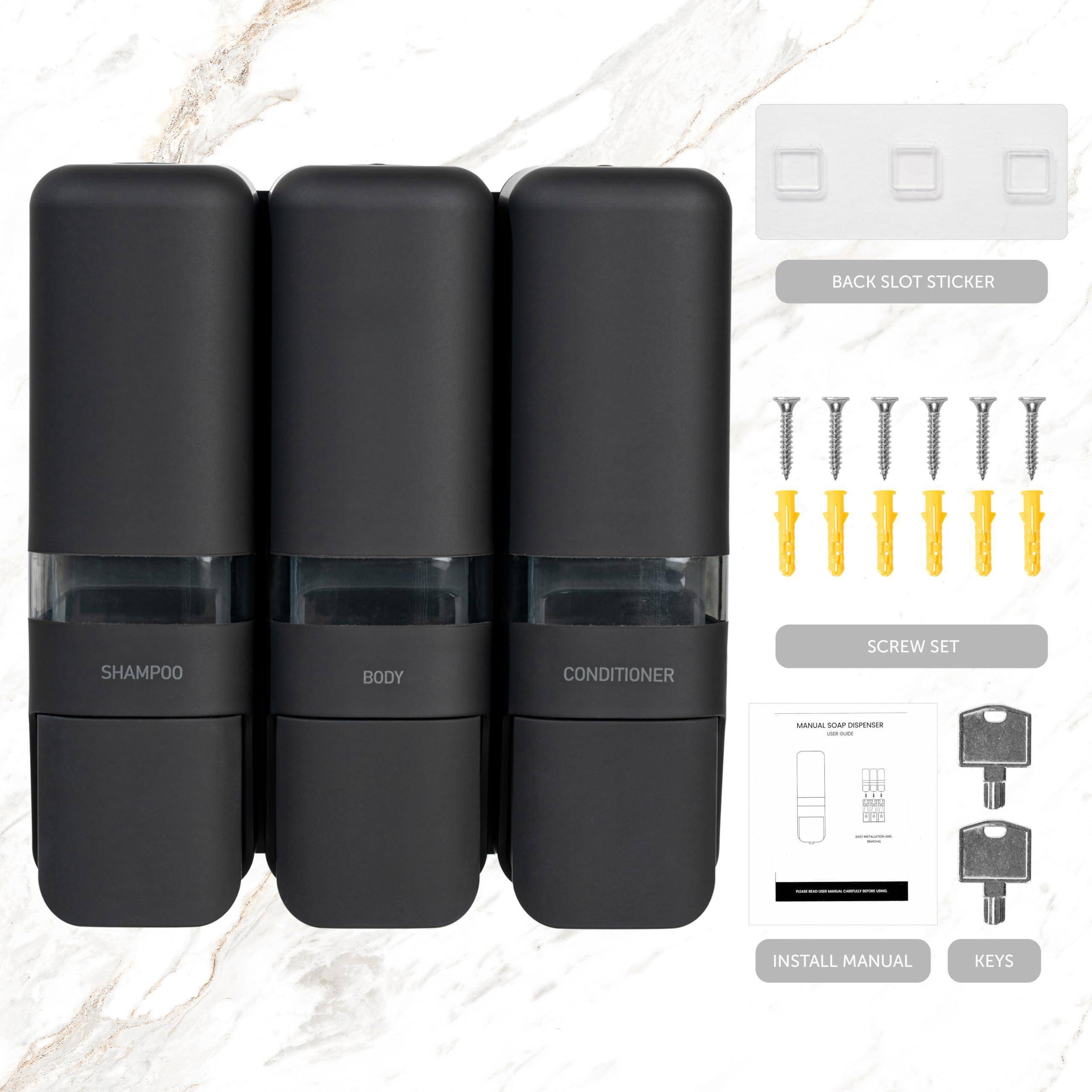 Dapper Styles 3 in 1 Wall Mounted Shampoo Conditioner Body Wash ...