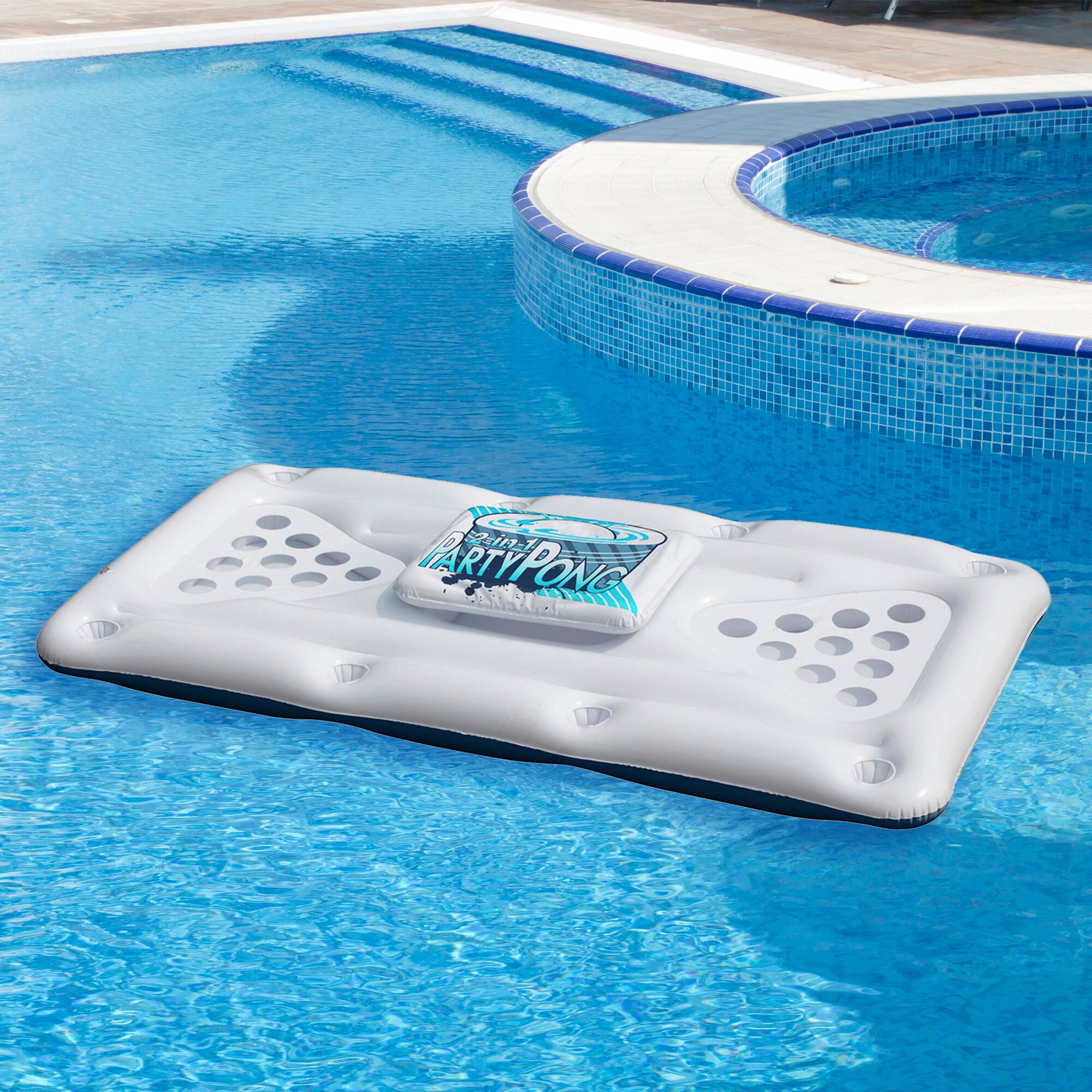 Northlight Floating Swimming Pool Pong Game with Built In Cooler 76.5 ...