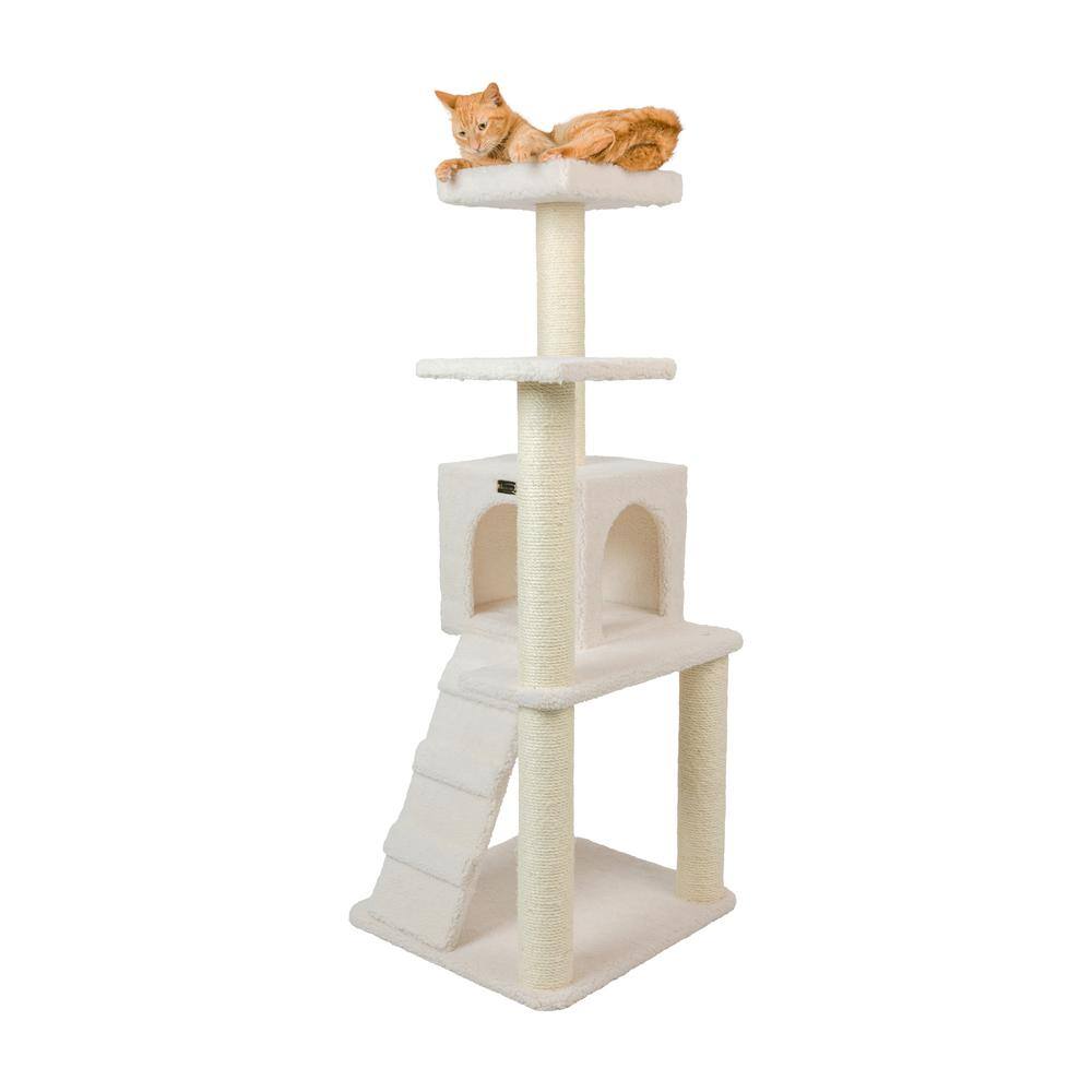 Armarkat Ivory Fleece Covered 53 High Real Wood Cat Tree Beige - Best Buy