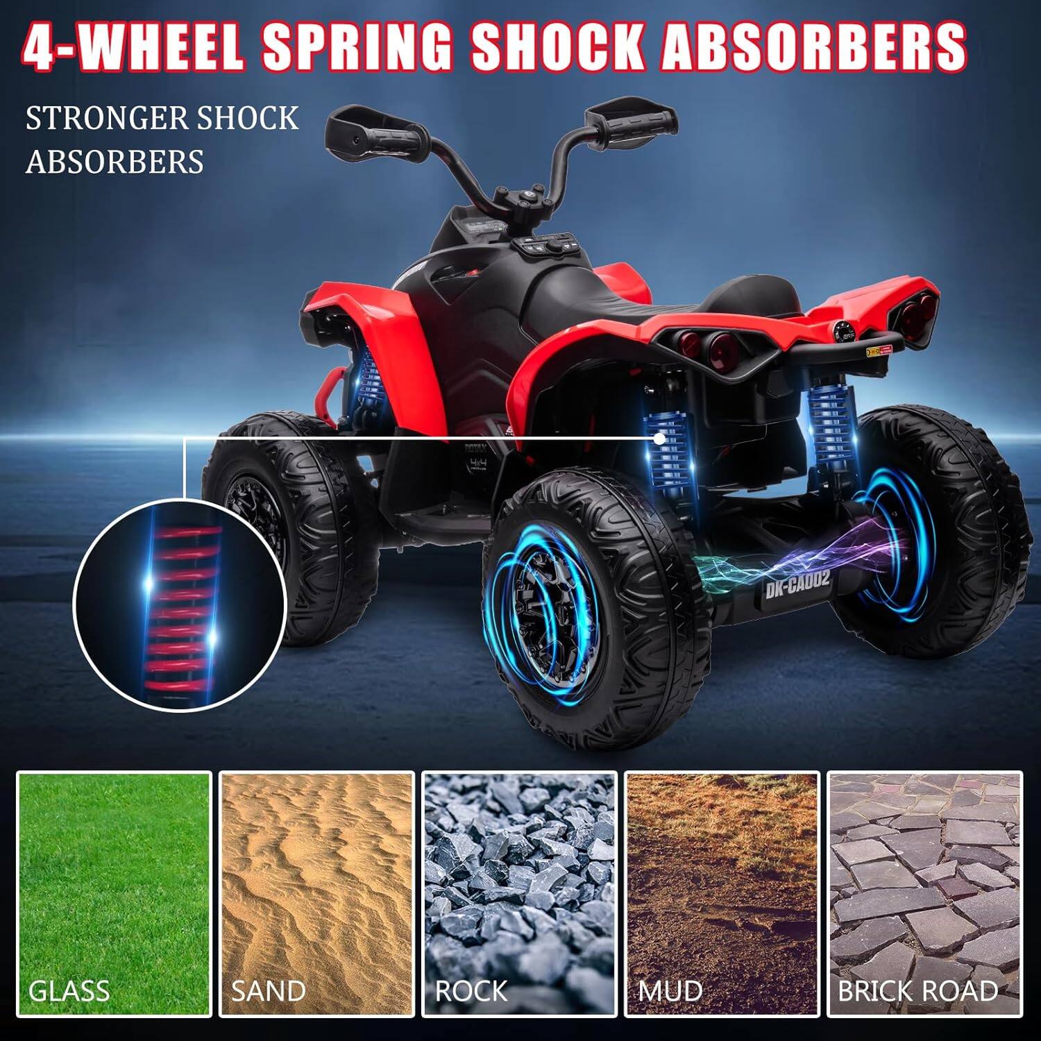 Jojoka Licensed Can Am 12V Kids ATV Quad, 4 Wheel Ride On Toy with 4 ...