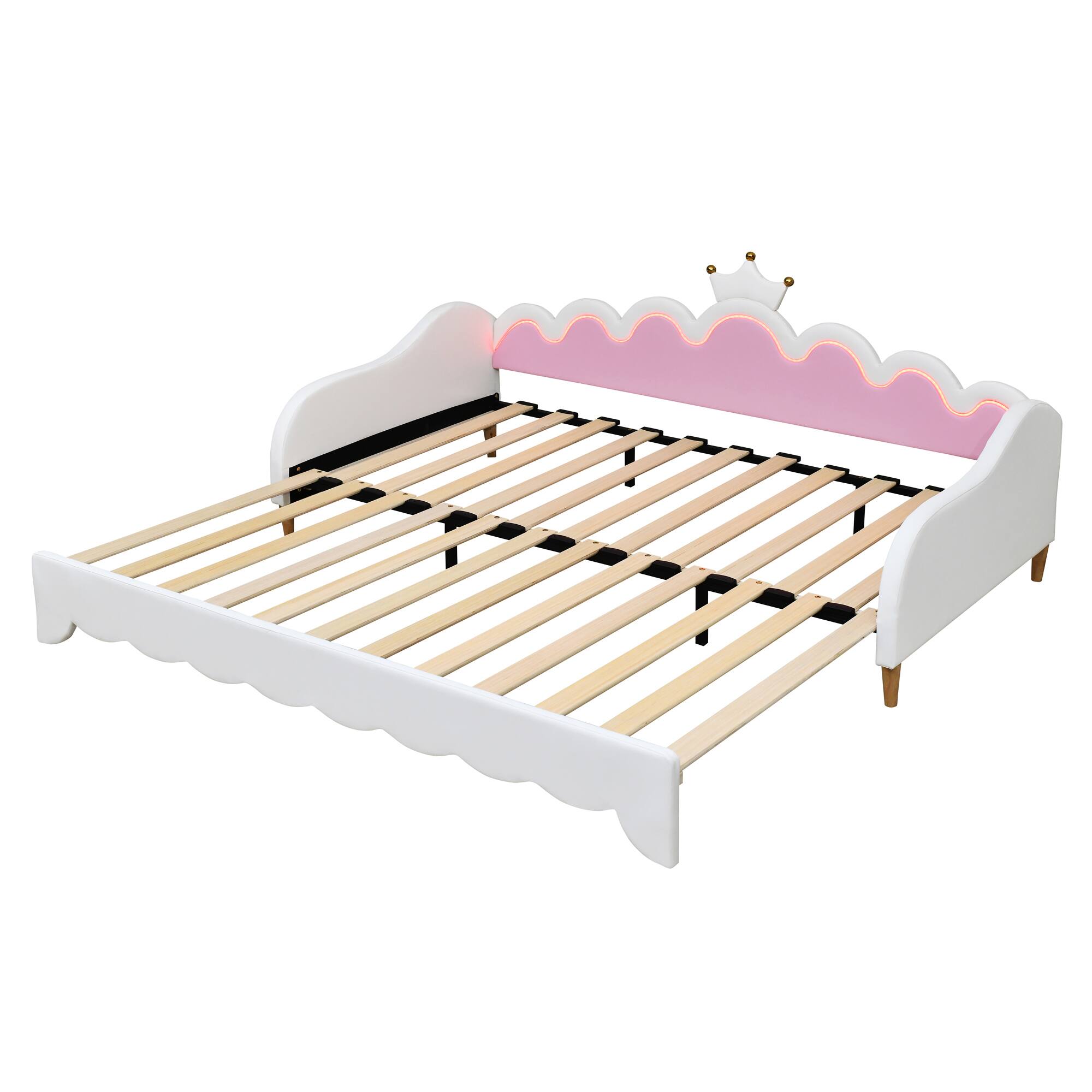 Tiramisubest Twin Extending Daybed with LED Lights, Modern Upholstered ...