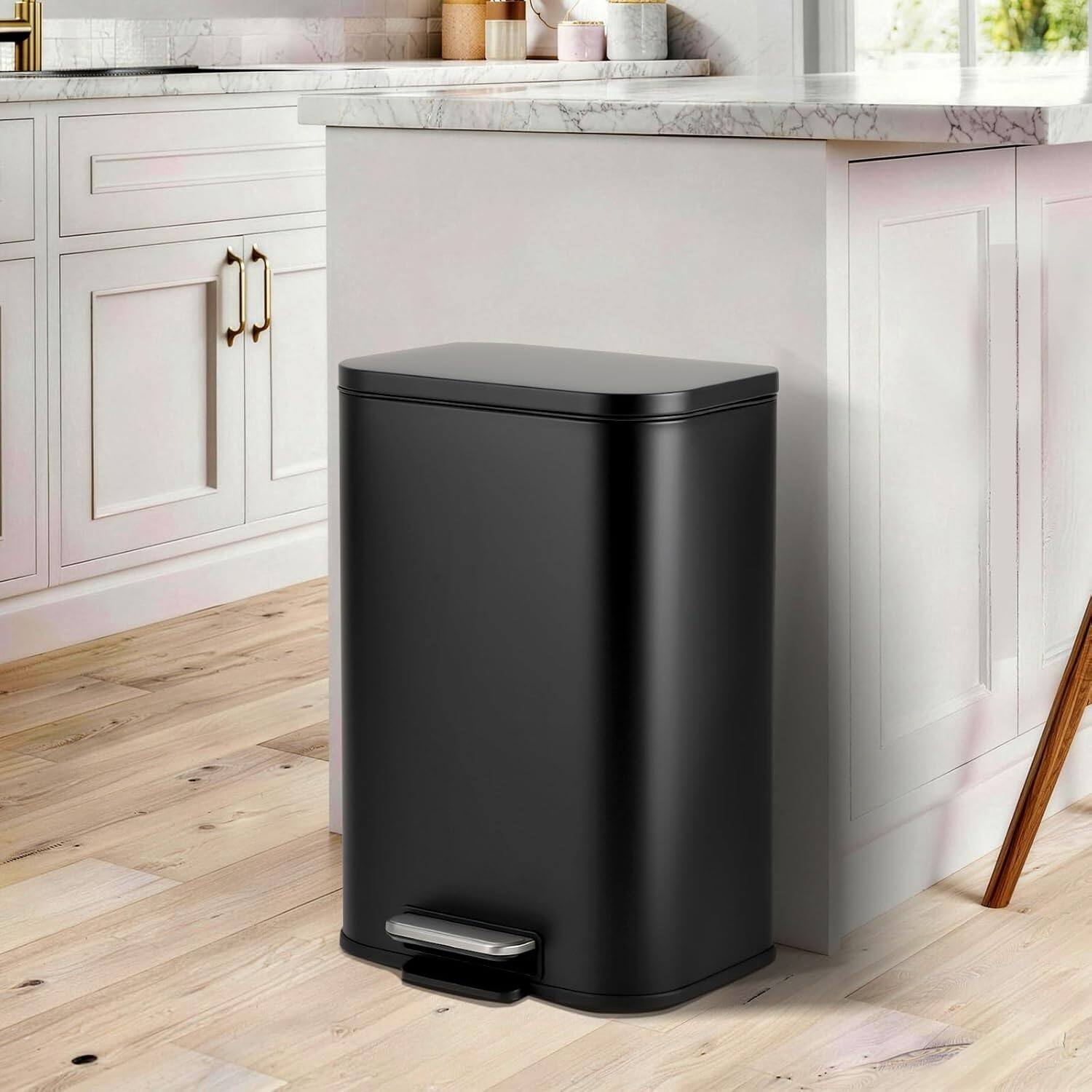 Qeetex 3.2 Gallon Trash Can for Kitchen, Stainless Steel Step Trash Can ...