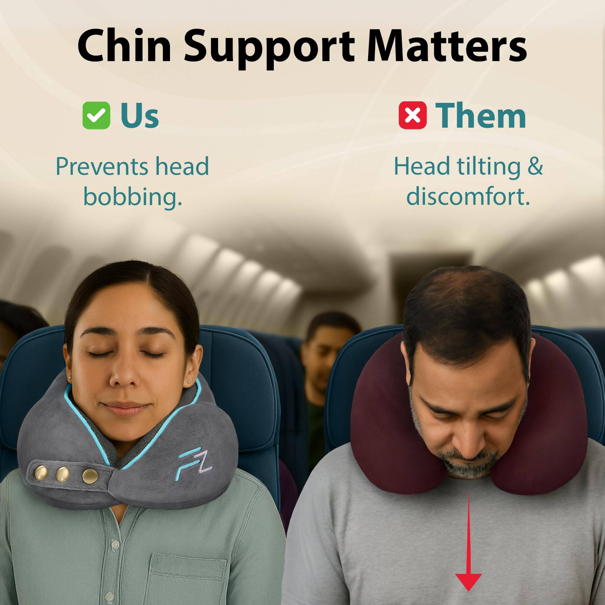 Pacoar Cade Memory Foam Travel Pillow For Airplanes & Car Rides ...