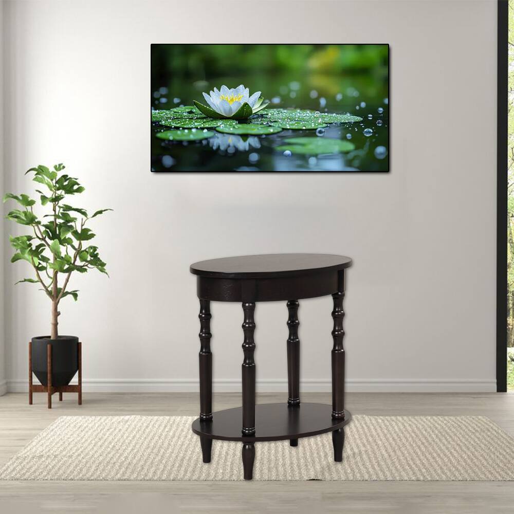 Hivvago Contemporary 2 Tier Oval Accent Table with Storage Shelf and ...