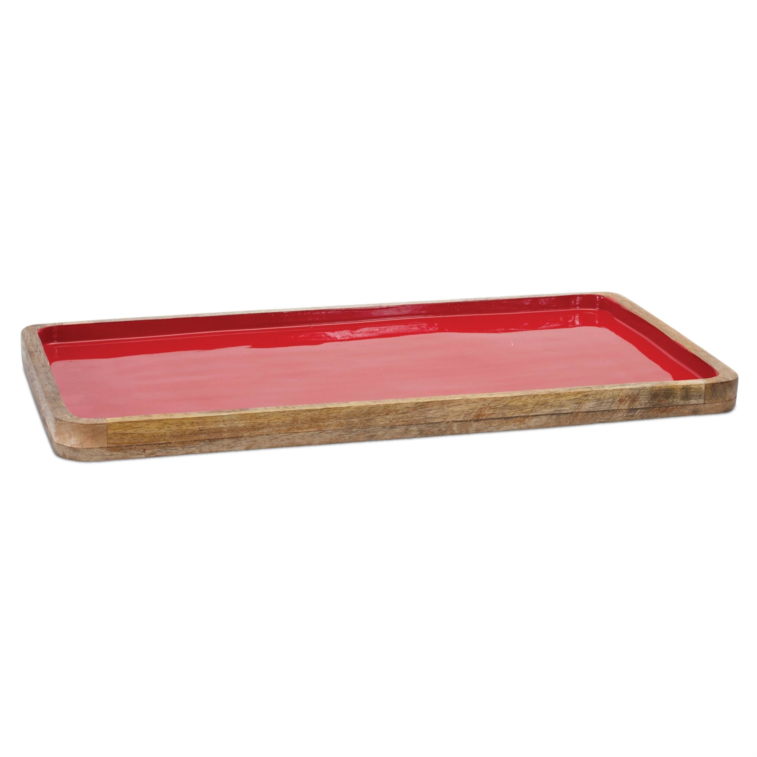 BreeBe Red Wooden Tray (Set of 2) Red, Brown 90224DS - Best Buy