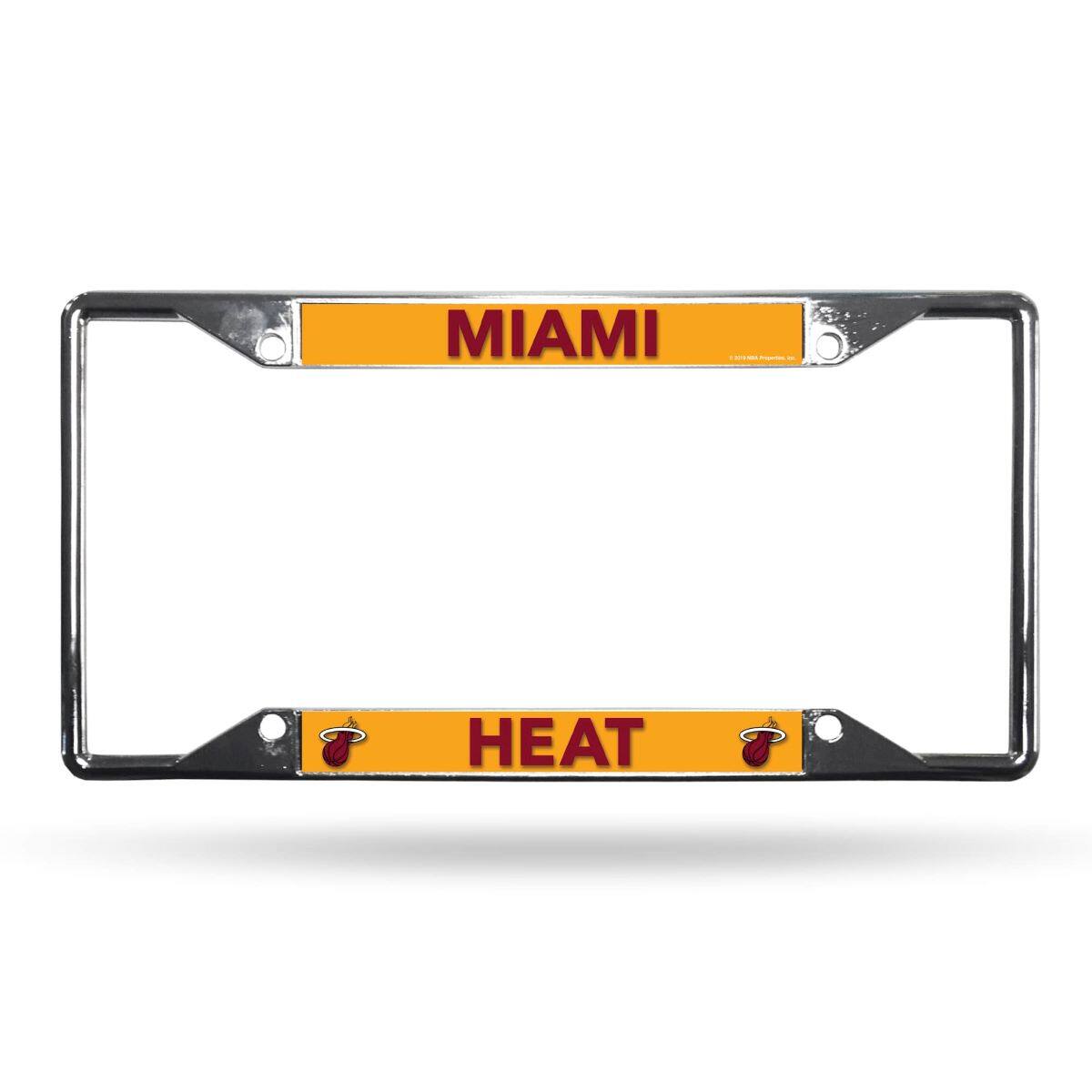 Rico Industries Miami Heat Basketball Chrome Metal NBA License Plate ...