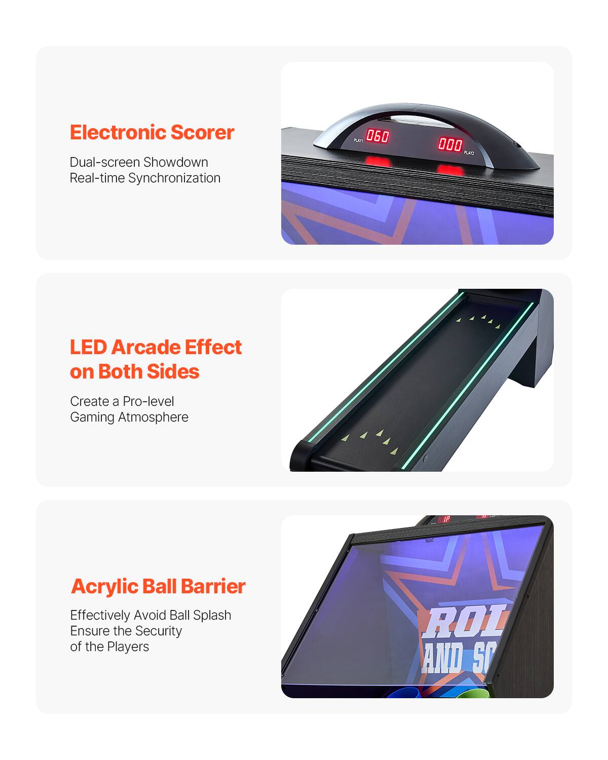 VEVOR 9' Roll and Score Classic Arcade Game Table, Skee Ball Arcade ...