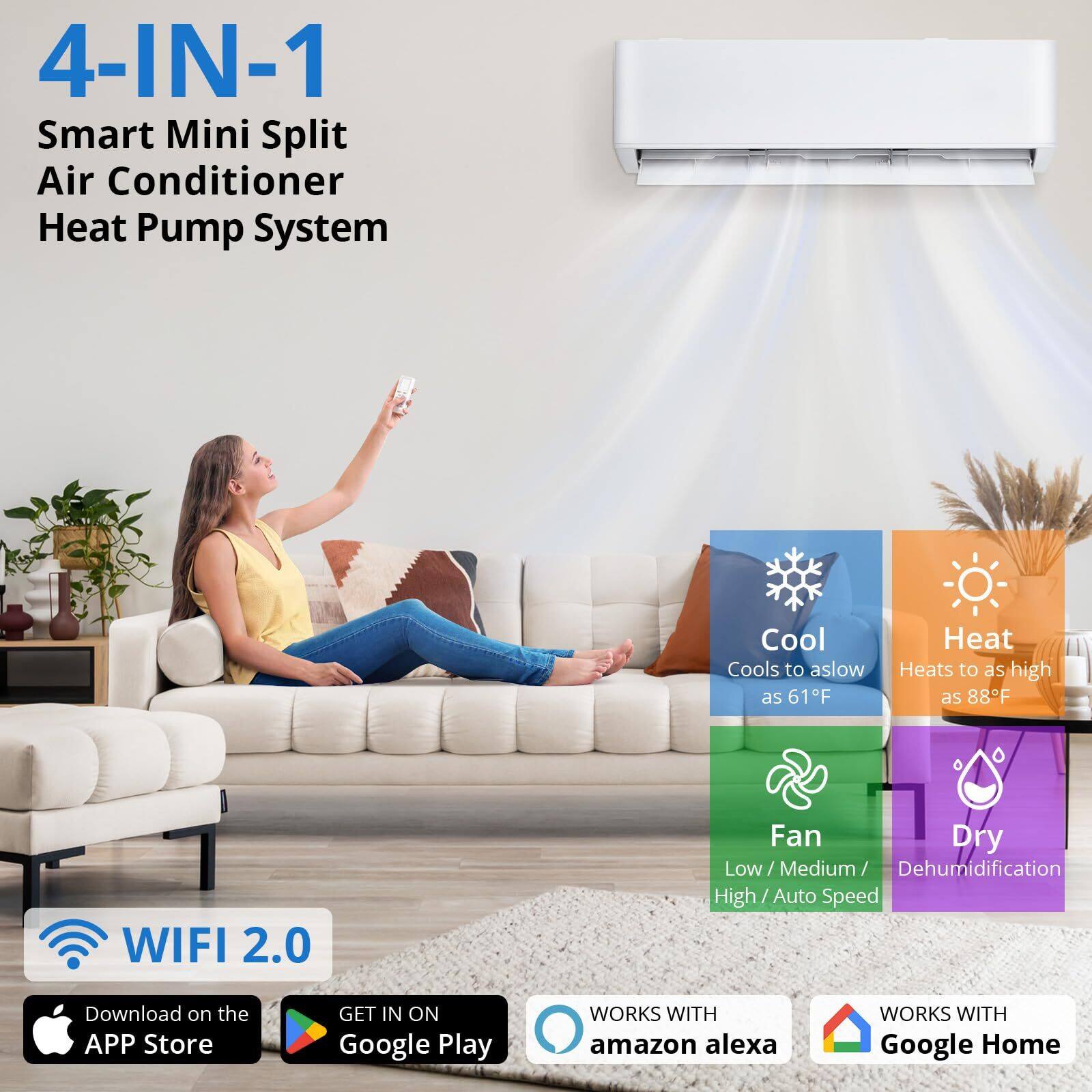 Jojoka 24 SEER2 9,000 BTU Mini Split Air Conditioner Heat Pump System,High Efficiency Ductless ...