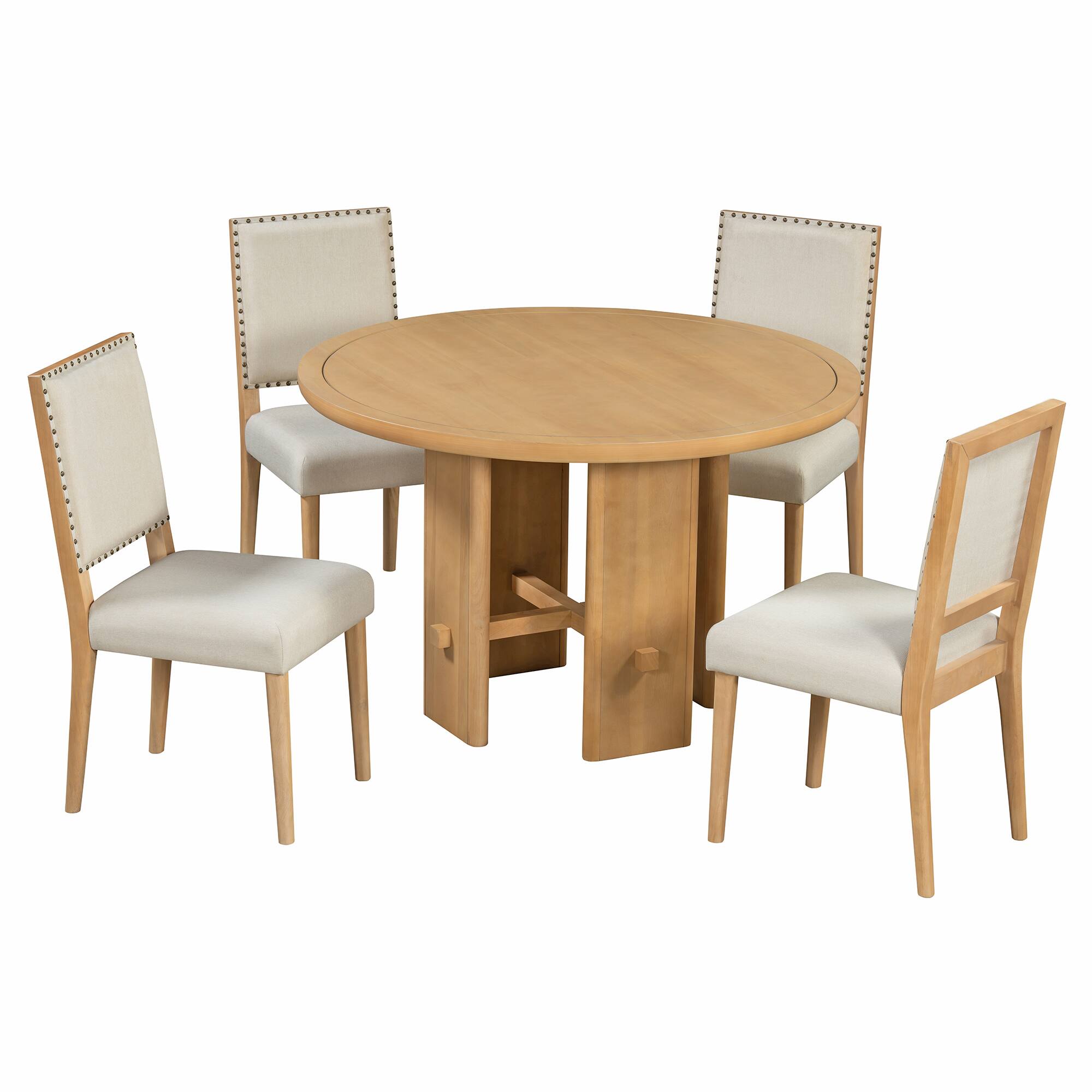 TinyHomie 5 Piece Round Dining Table Set for 4 Minimalist Farmhouse ...