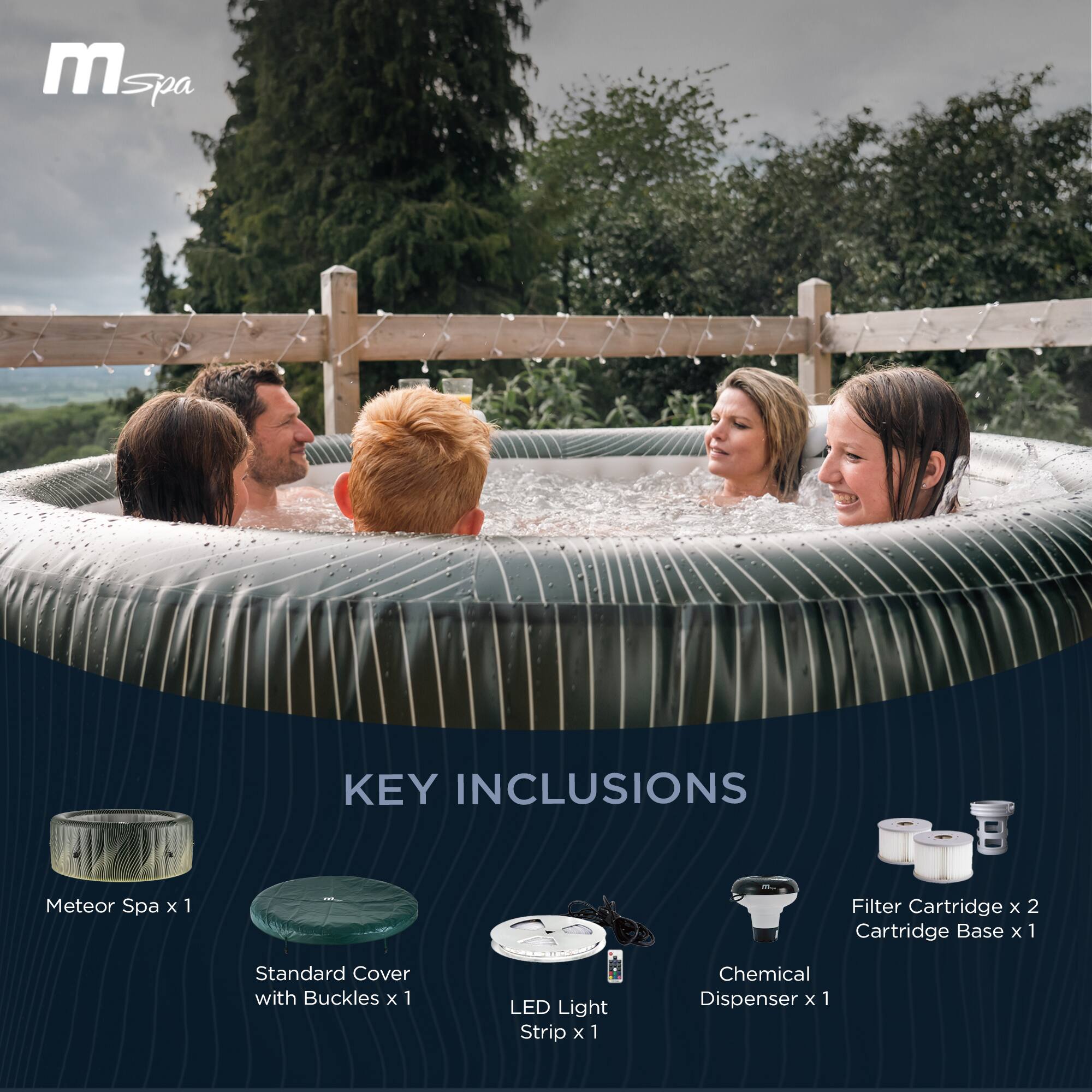 MSpa Round Inflatable Spa, 4 to 6 Person Hot Tub w/ LED & Energy ...