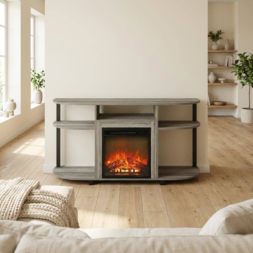 FurniFact entertainment center stand, fireplace insert, TV up to 55 ...