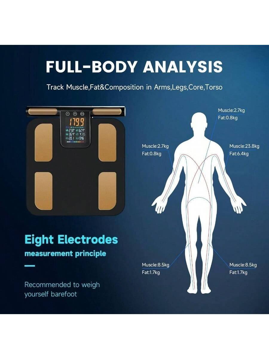 The Best Inks Bathroom scale tempered glass platform, sync with health apps, 3.6 LED Display for ...