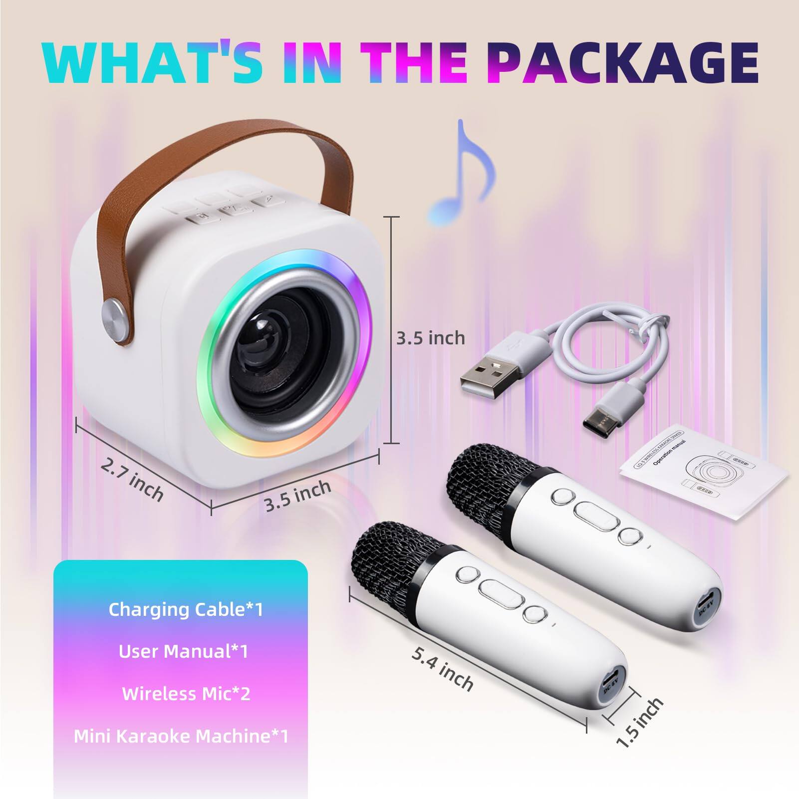 Cozy Serene Mini Karaoke Machine Wireless Mics Top Singing Toys ...