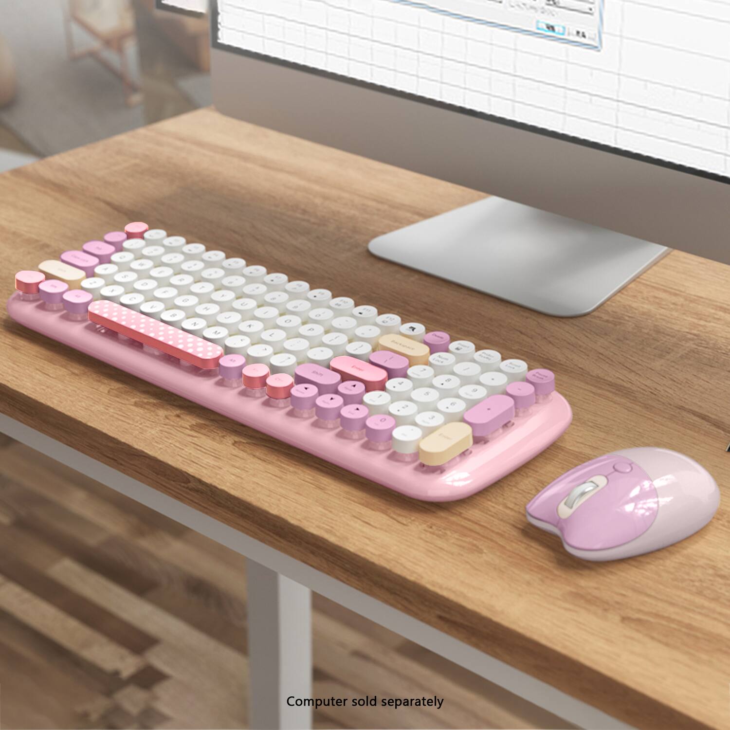 SaharaCase Wireless Keyboard & Mouse Combo | Colorful 100 Keys Full ...