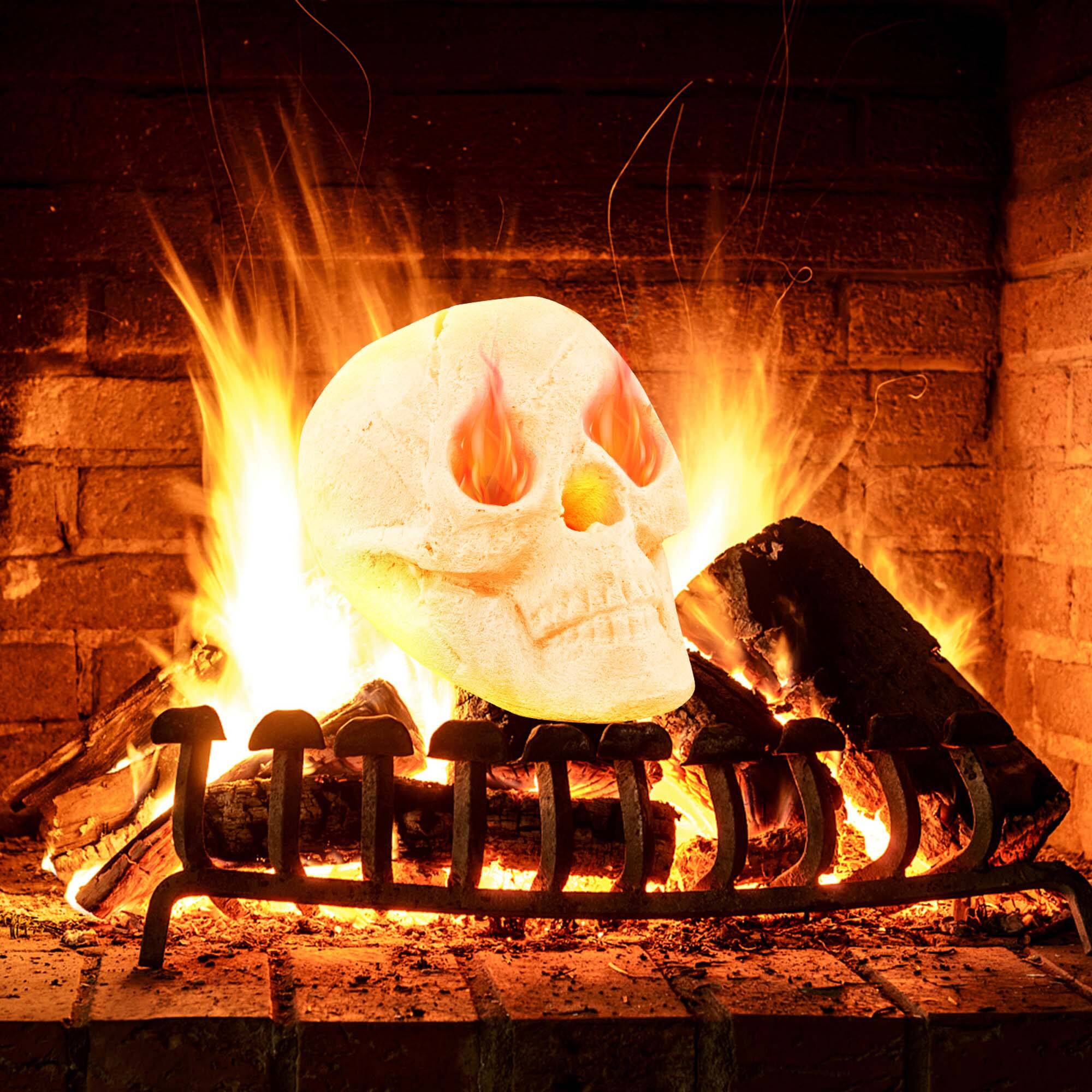 Costway Ceramic Fireproof Fire Pit Skull, Reusable Imitated Human Skull ...