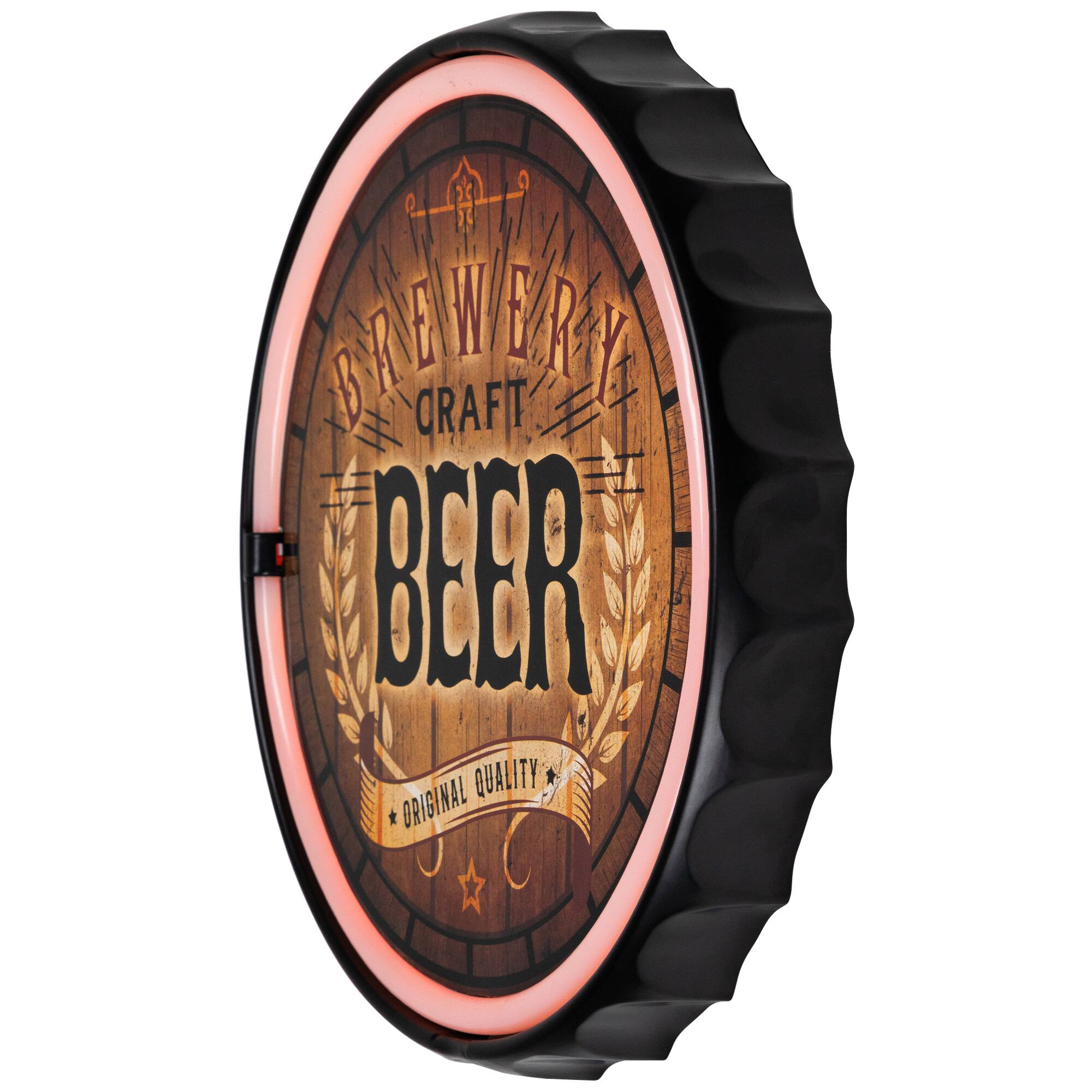 Northlight LED Craft Beer Bottle Cap Neon Lighted Wall Sign 12.5" Red ...