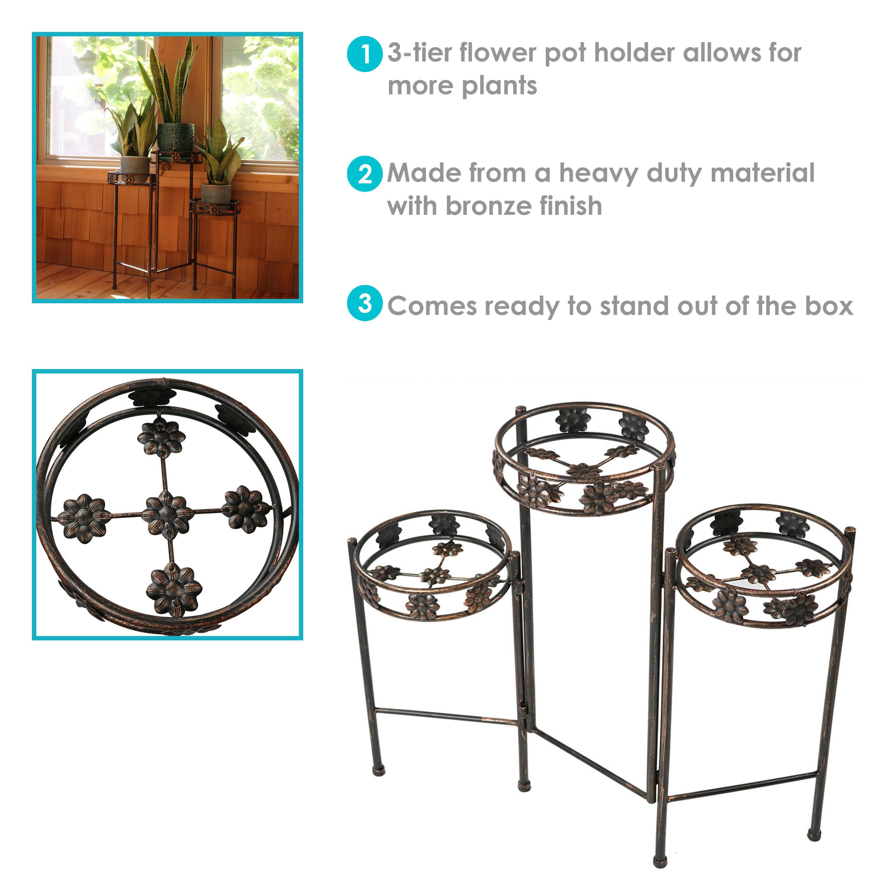 Sunnydaze Painted Metal 3 Tier Staggered Folding Plant Stand 29 in ...