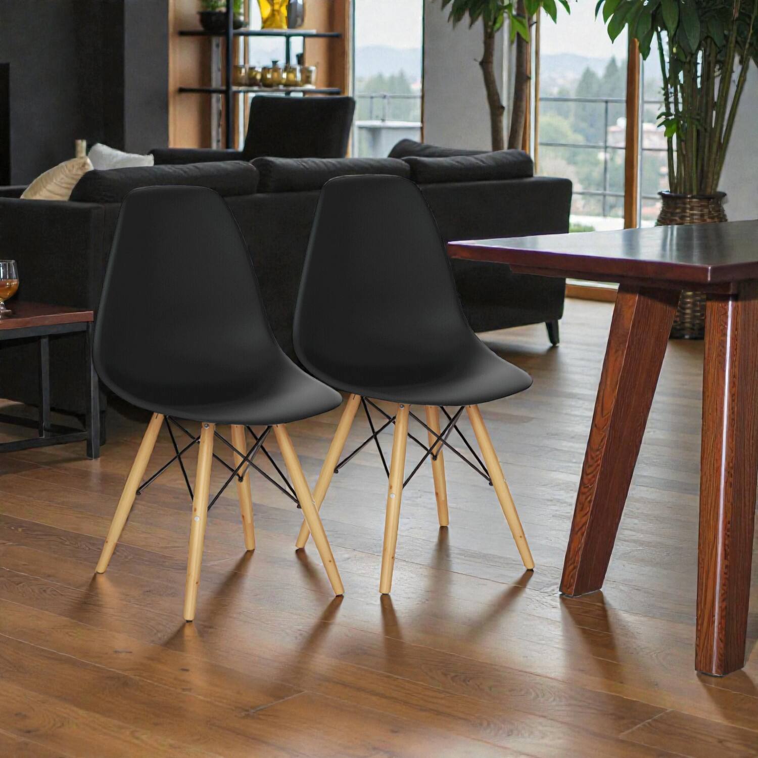 Hivvago Two Piece Modern DSW Inspired Side Chair Set for Dining Areas ...