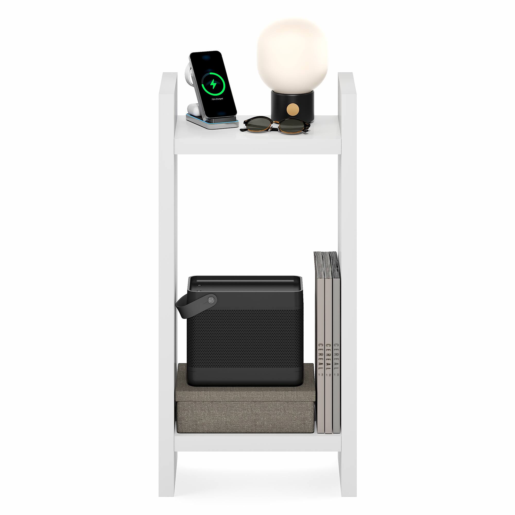Furinno VIOLA Tall Night Stand, 2 Tier Bedside Table with Open Shelf ...