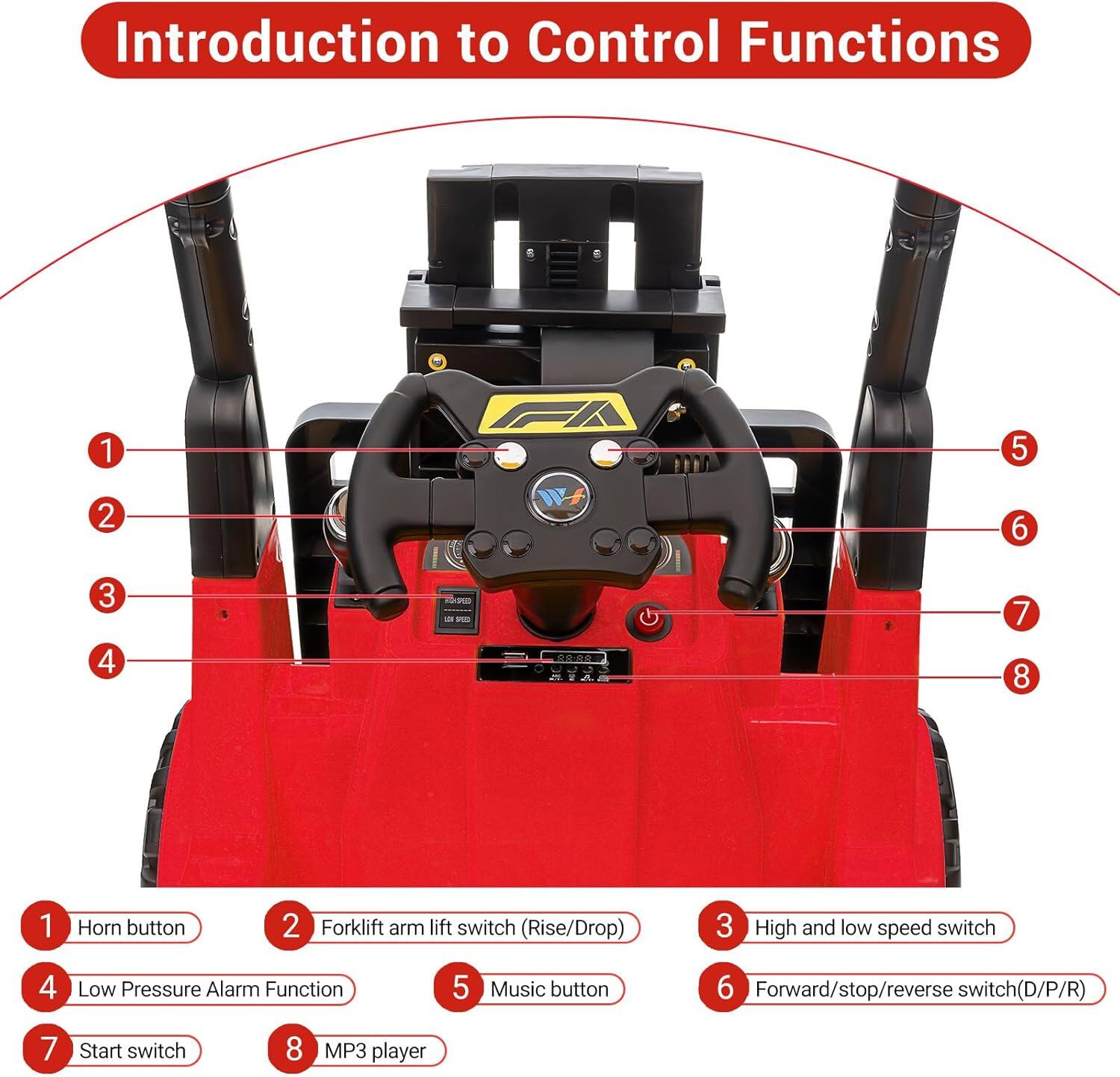 Acekool 12V Ride On Forklift Car, Battery Electric Forklift with ...