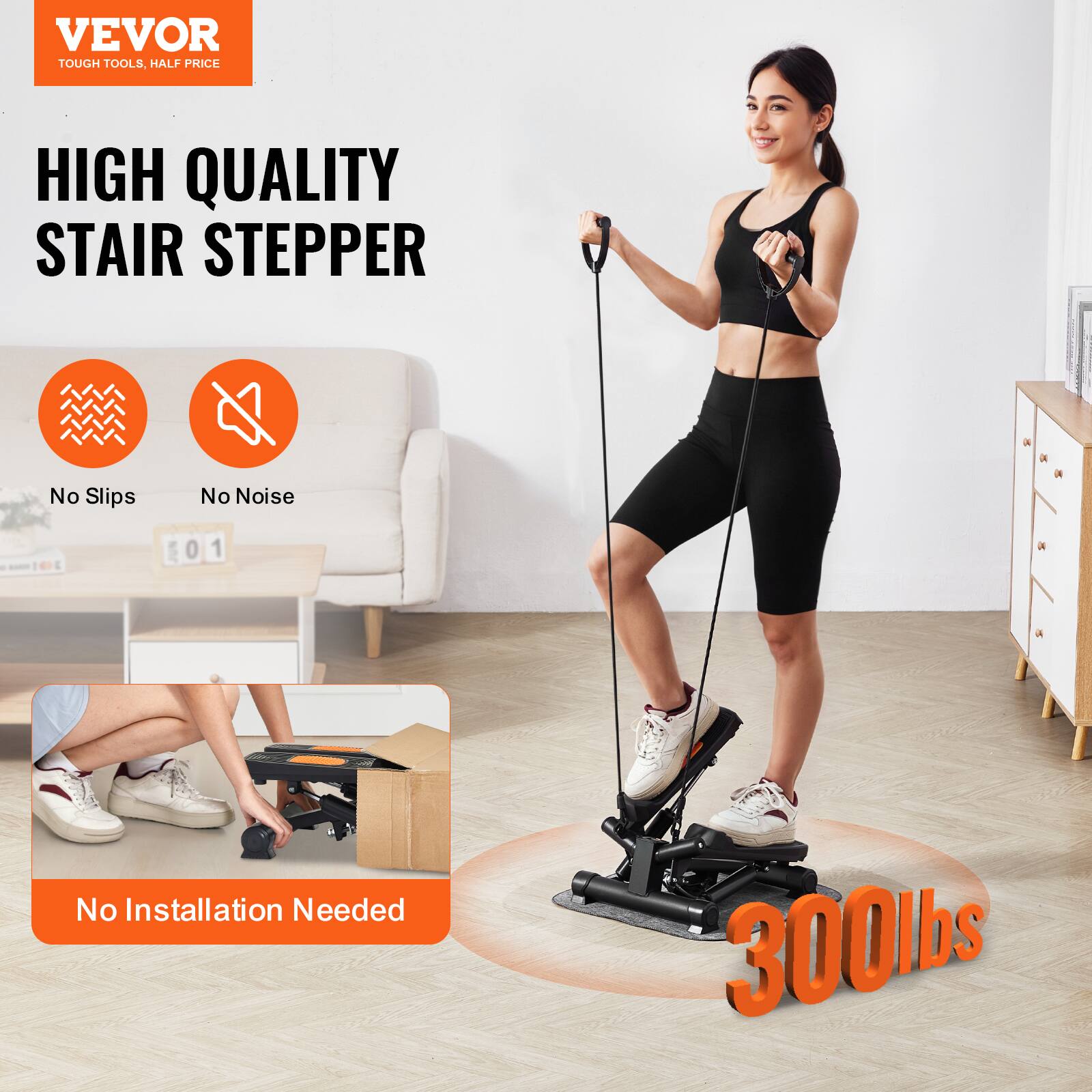 VEVOR Stair Stepper, Mini Stepper for Exercise at Home, Hydraulic Fitness Twist Stepper with ...