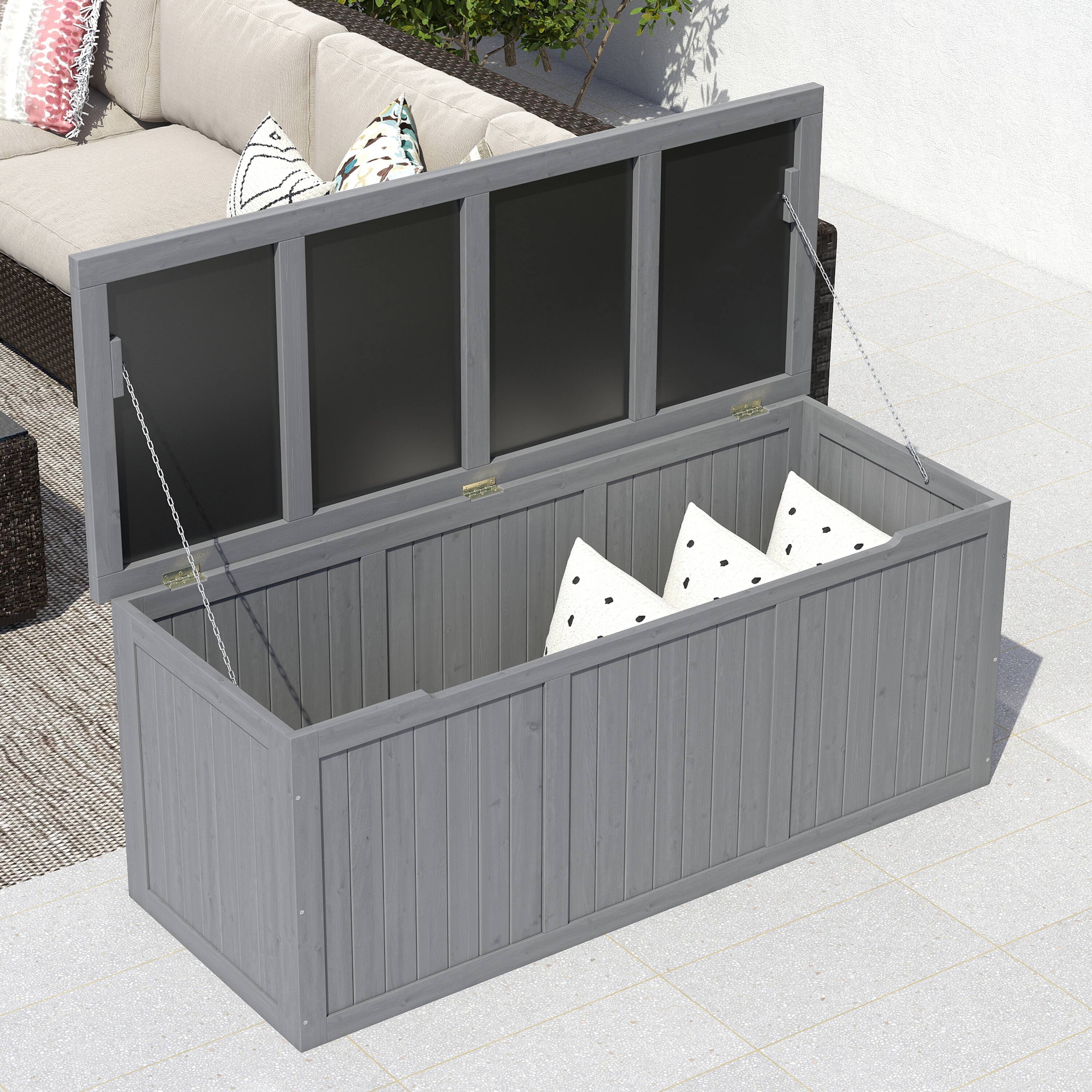 APRILSOUL 112 Gallon Wooden Deck Box with Spacious Storage Durable ...