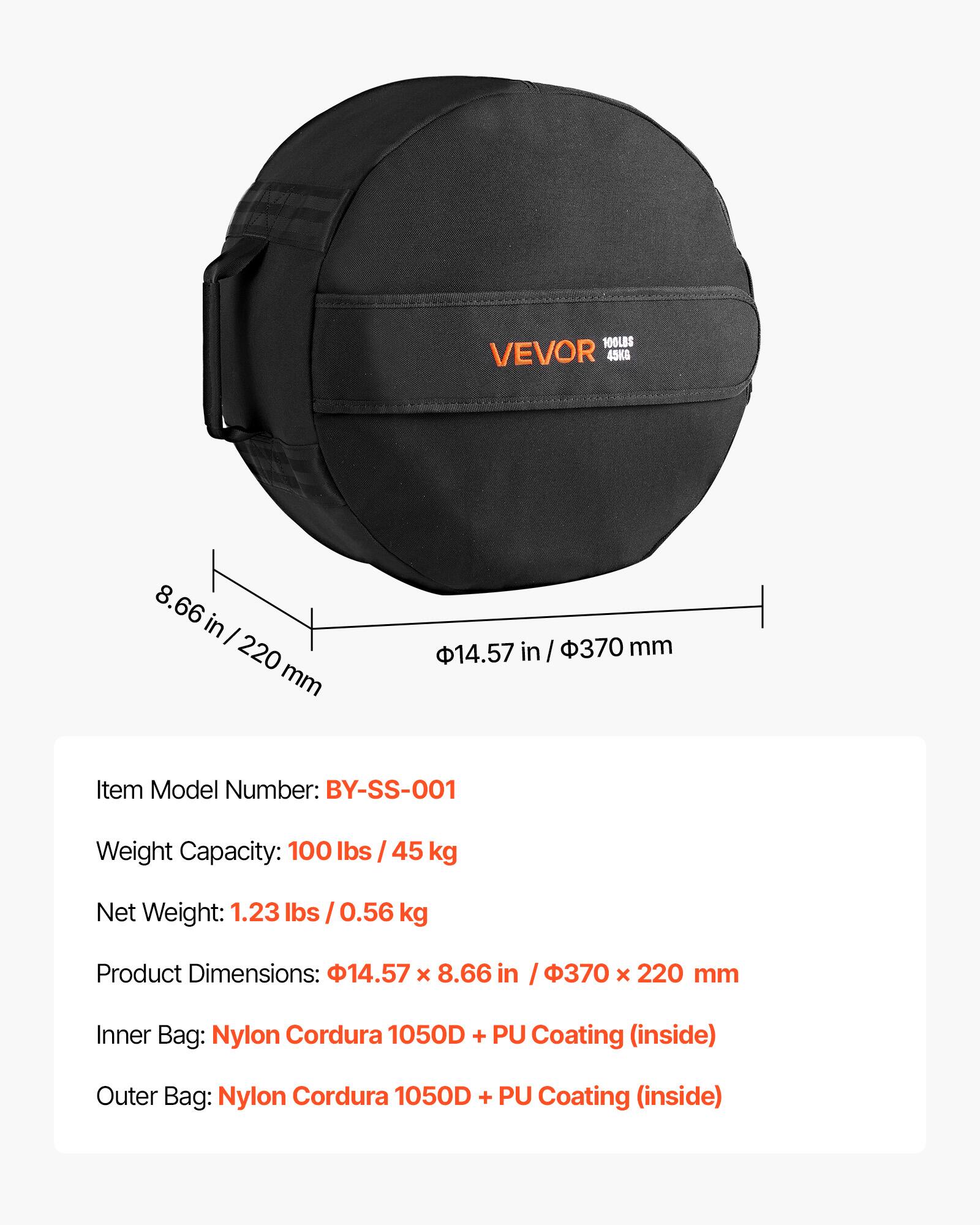 VEVOR Workout Sandbag, Heavy Duty Workout Power Bags with Handles, 100 ...