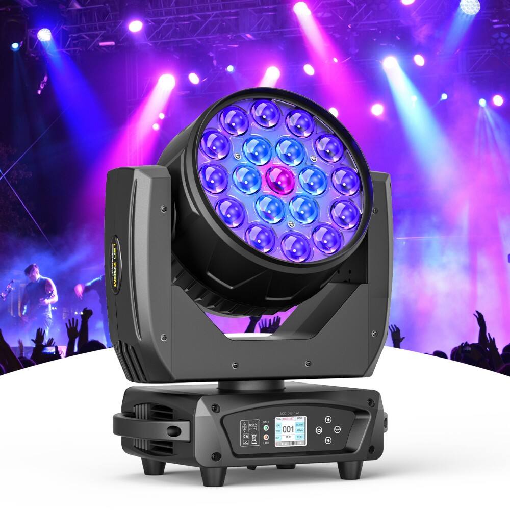 UKing 19LED RGBW 380W Zoom Moving Head Stage Light DMX Beam Wash ...