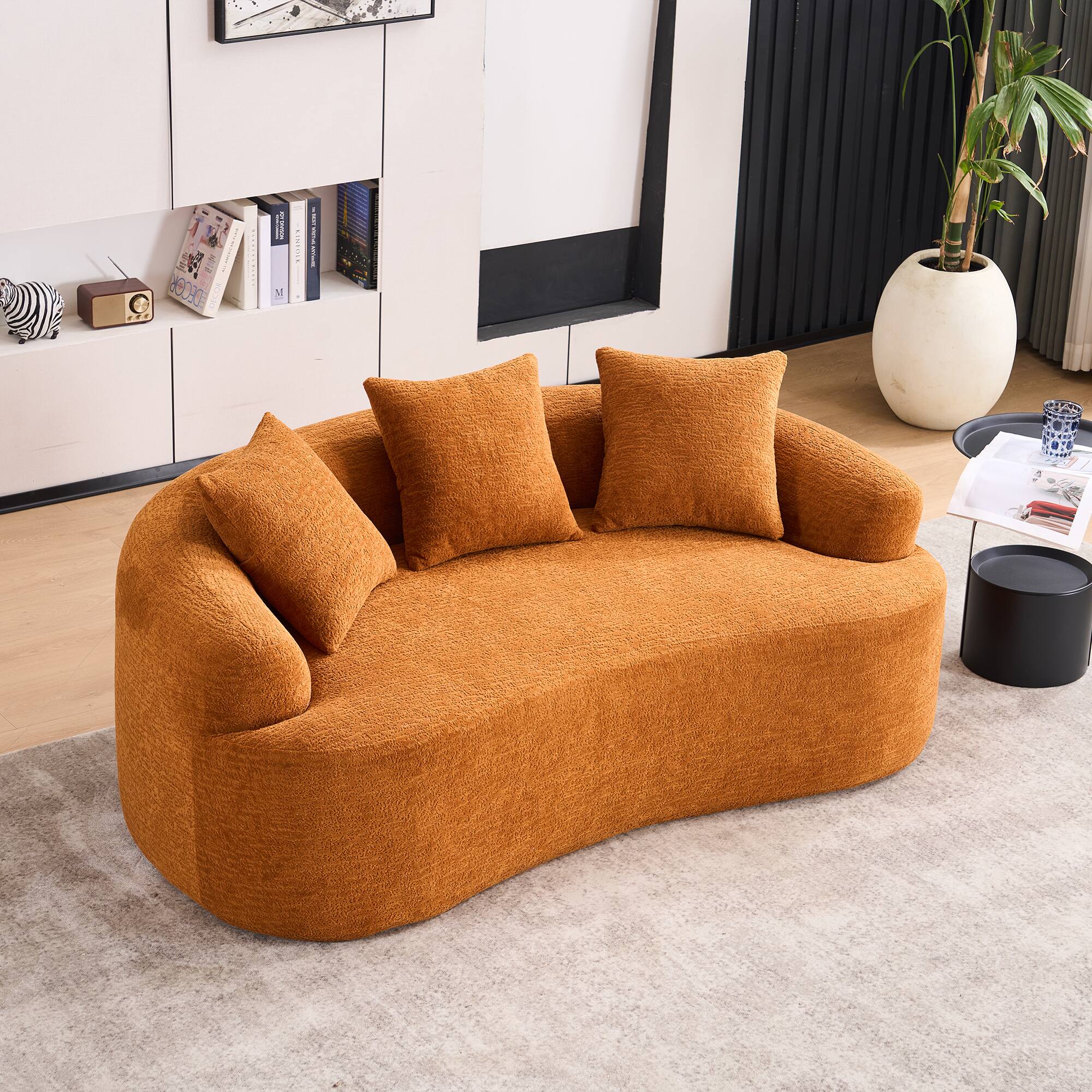 Ecooso Compact Loveseat Sofa with Curved Design, Full Sponge Cushion ...