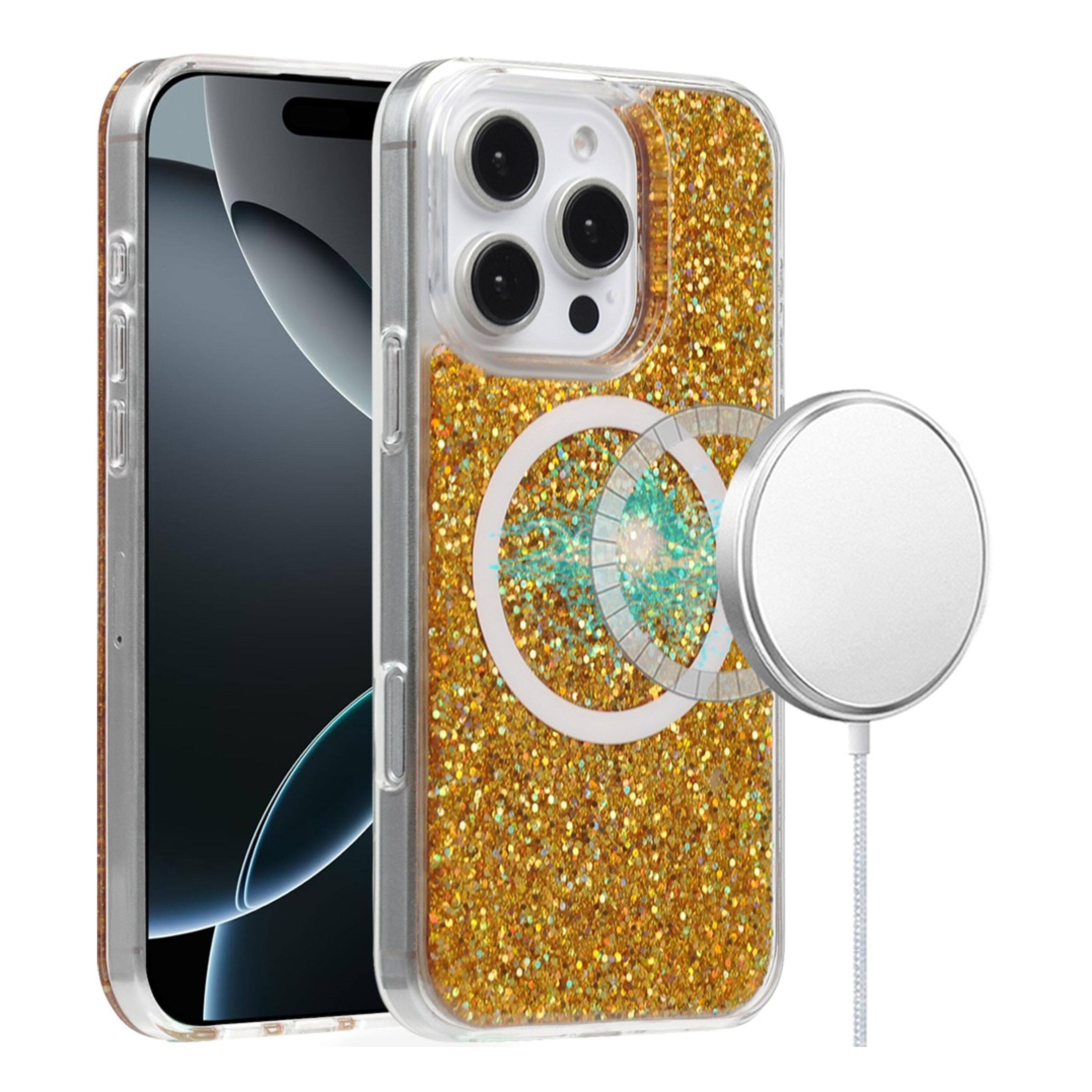 Kitcheniva Fused Glitter Epoxy Magnetic Circle Phone Case With Tempered ...