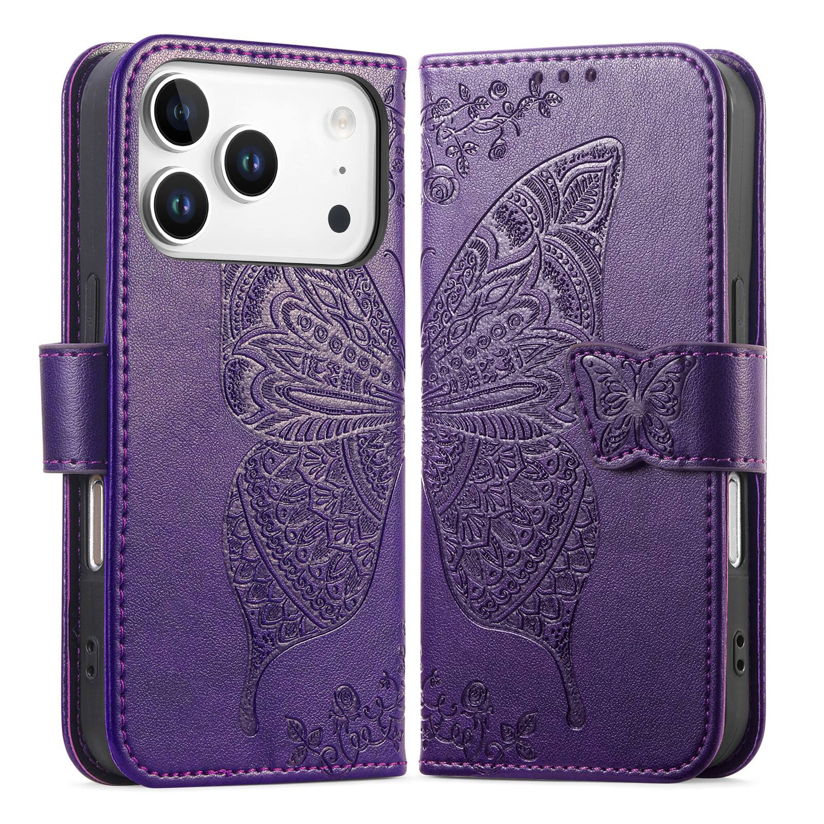 Dteck Wallet Case for Apple iPhone 17 Pro Max, Embossed Butterfly ...