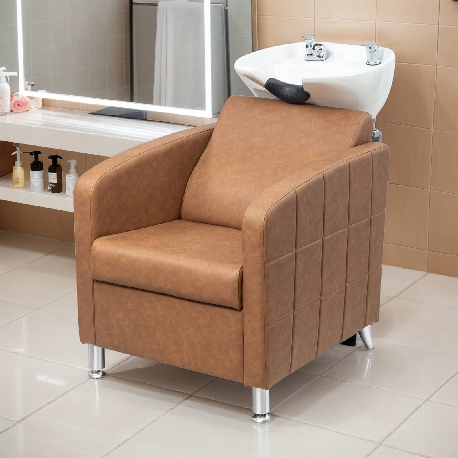 Winado New Backwash Chair Barber Chair with Tilting Shampoo Bowl ...