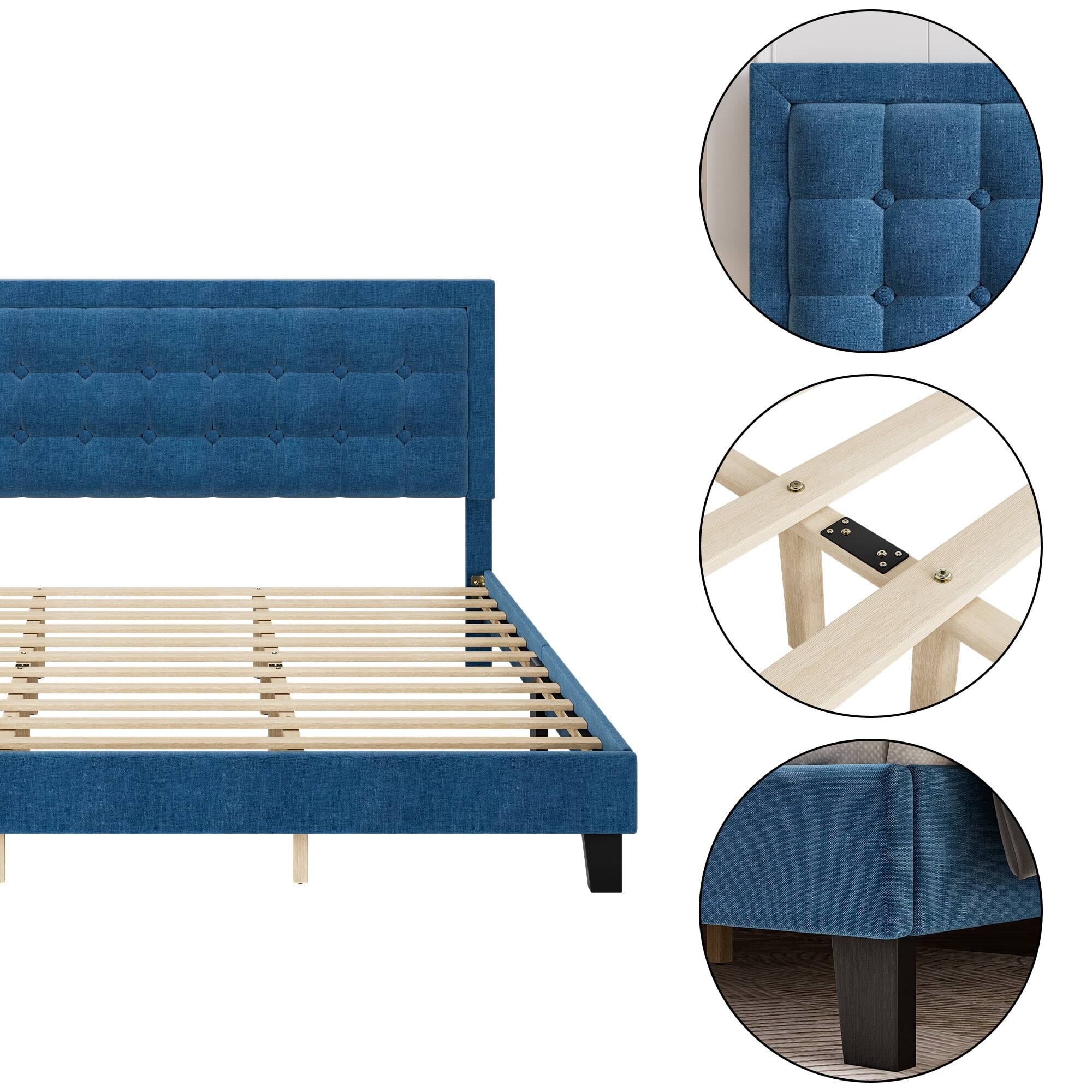 Qeetex Full Size Platform Bed Metal Frame, Wood Slat Support, No Box ...