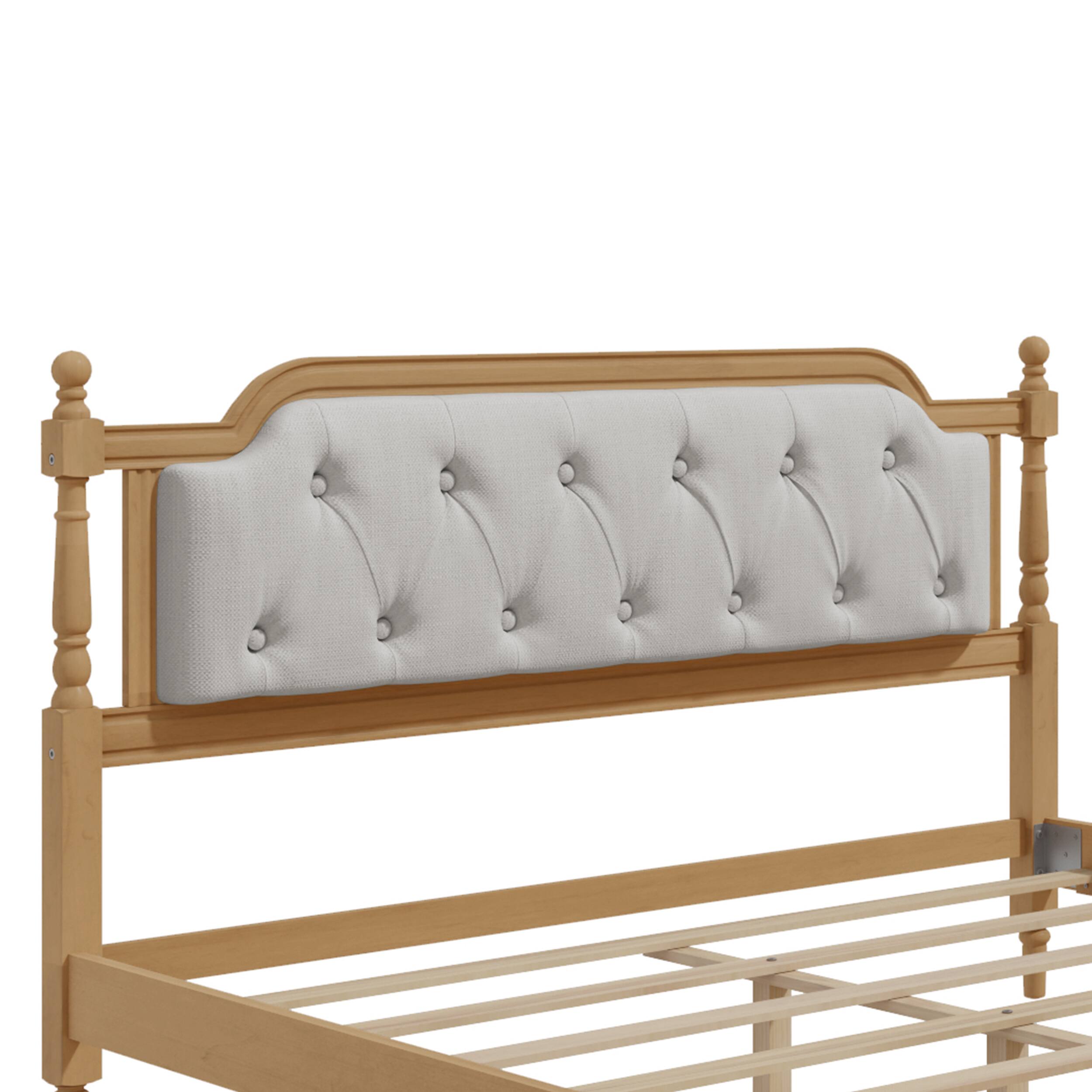 Tiramisubest Traditional Style Solid Wood Bed Frame with Upholstered ...