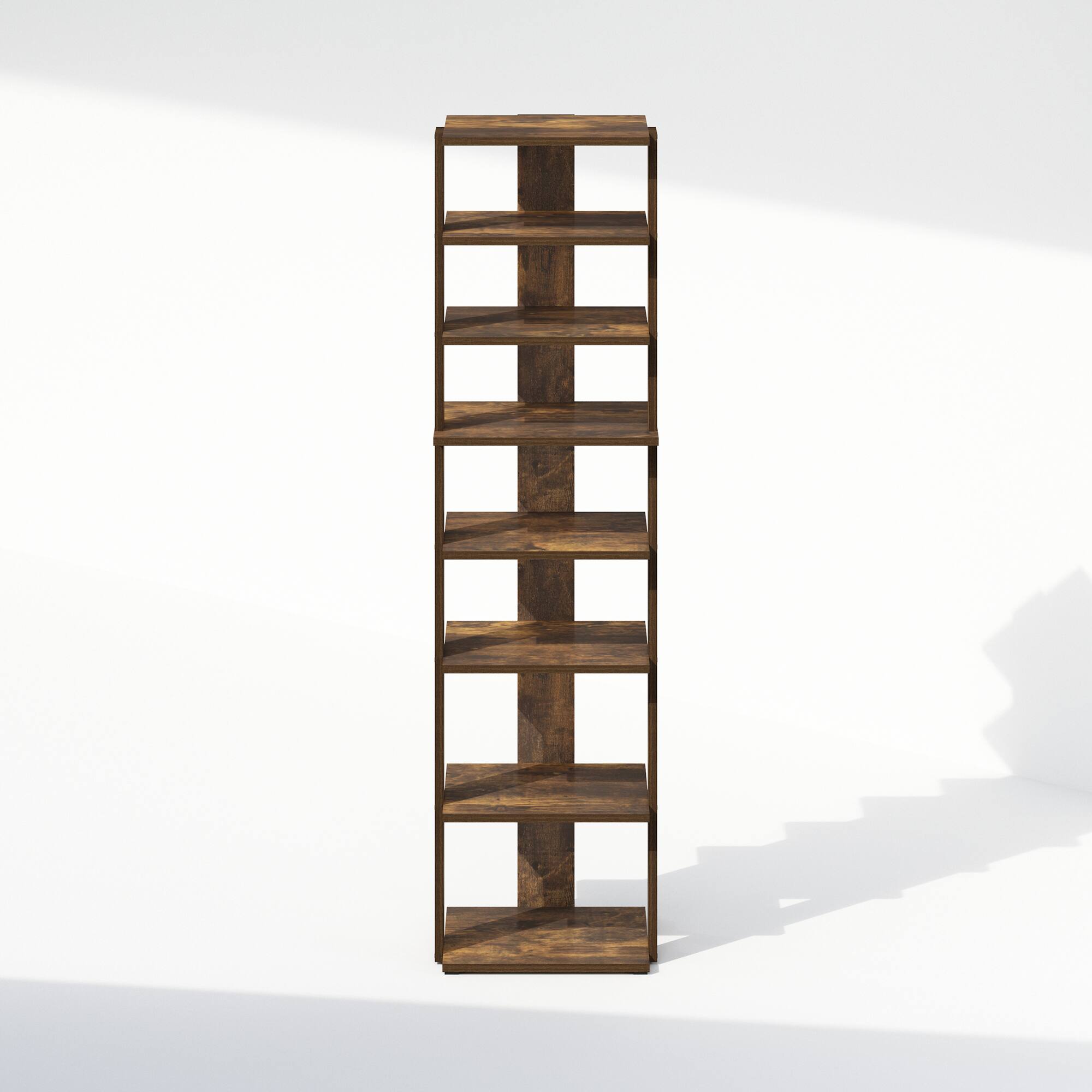 Furinno Compact 8 Tier Vertical Space Saving Free Standing Corner Shelf ...