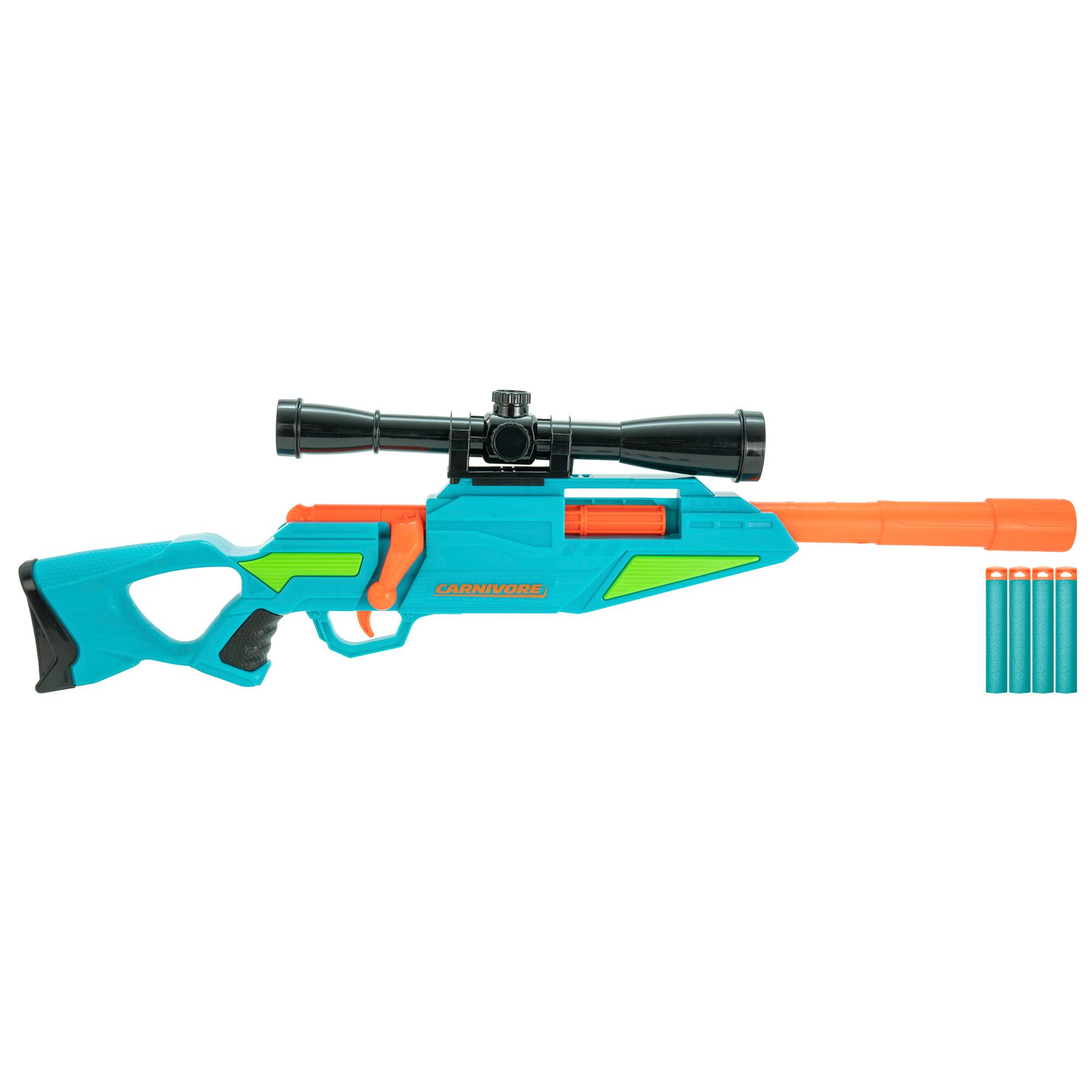 Buzz Bee Toys Carnivore Blaster Dart Gun W/ 4 Accu Blast Darts & Scope ...