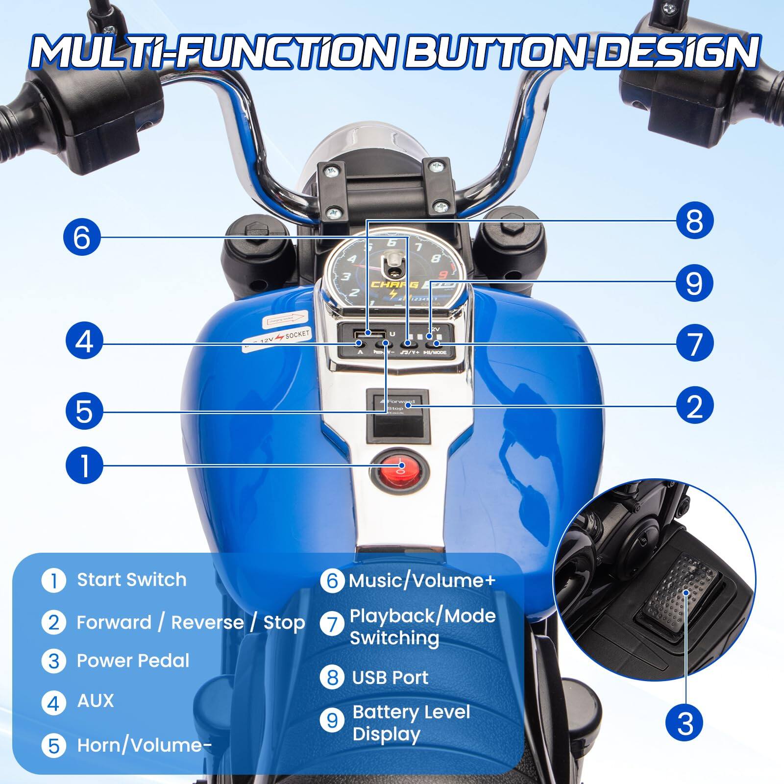 Acekool 12V Electric Dirt Bike, Kids Motorcycle with Training Wheels, Reverse, Headlight, Horn ...