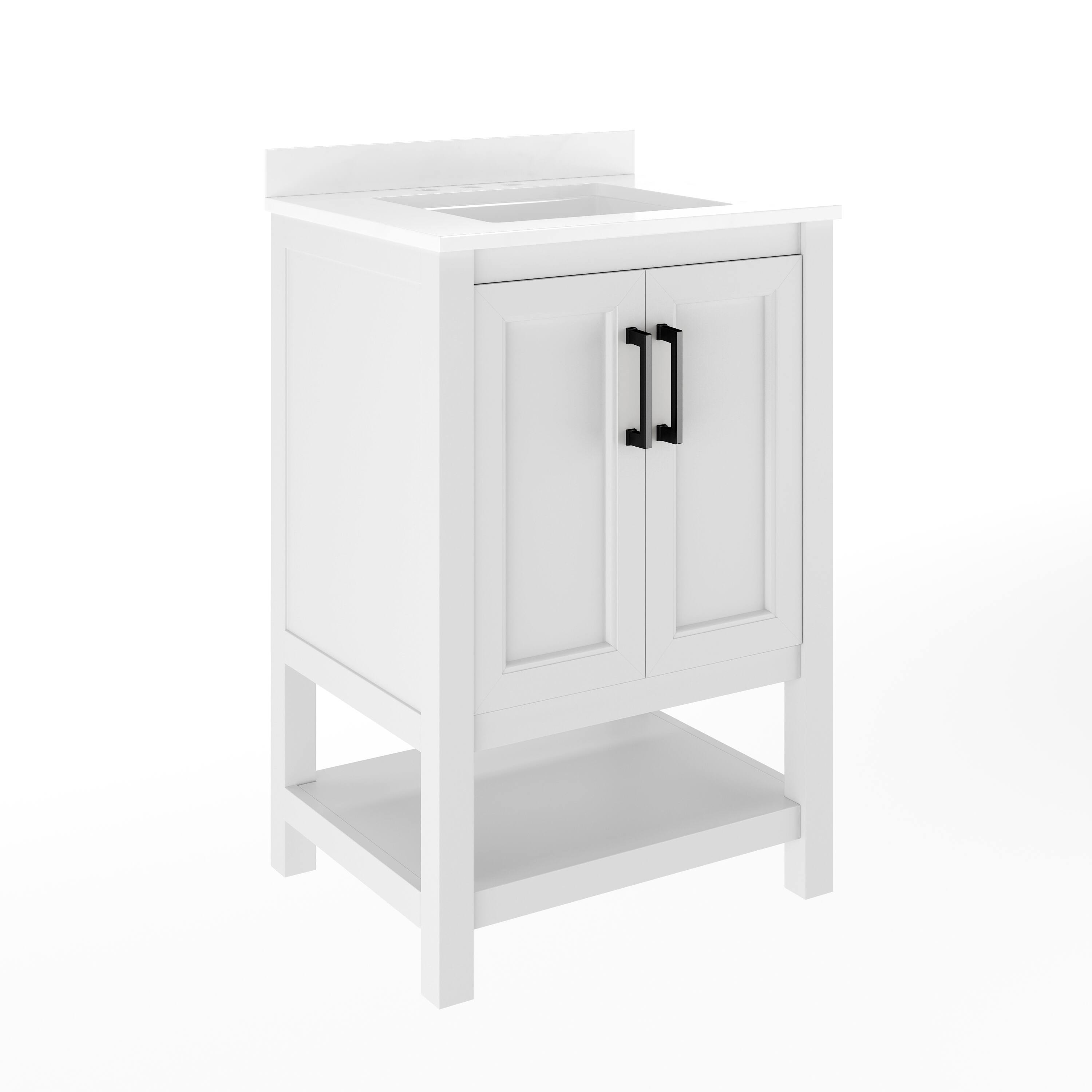Emma + Oliver Vesta Bathroom Vanity, Single Sink Cabinet with 2 Soft ...