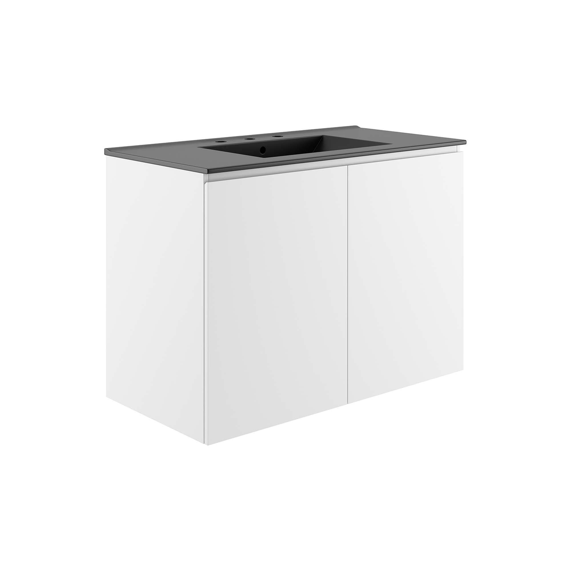 Modway Bryn Wall Mount Bathroom Vanity Basin Included White Black EEI ...