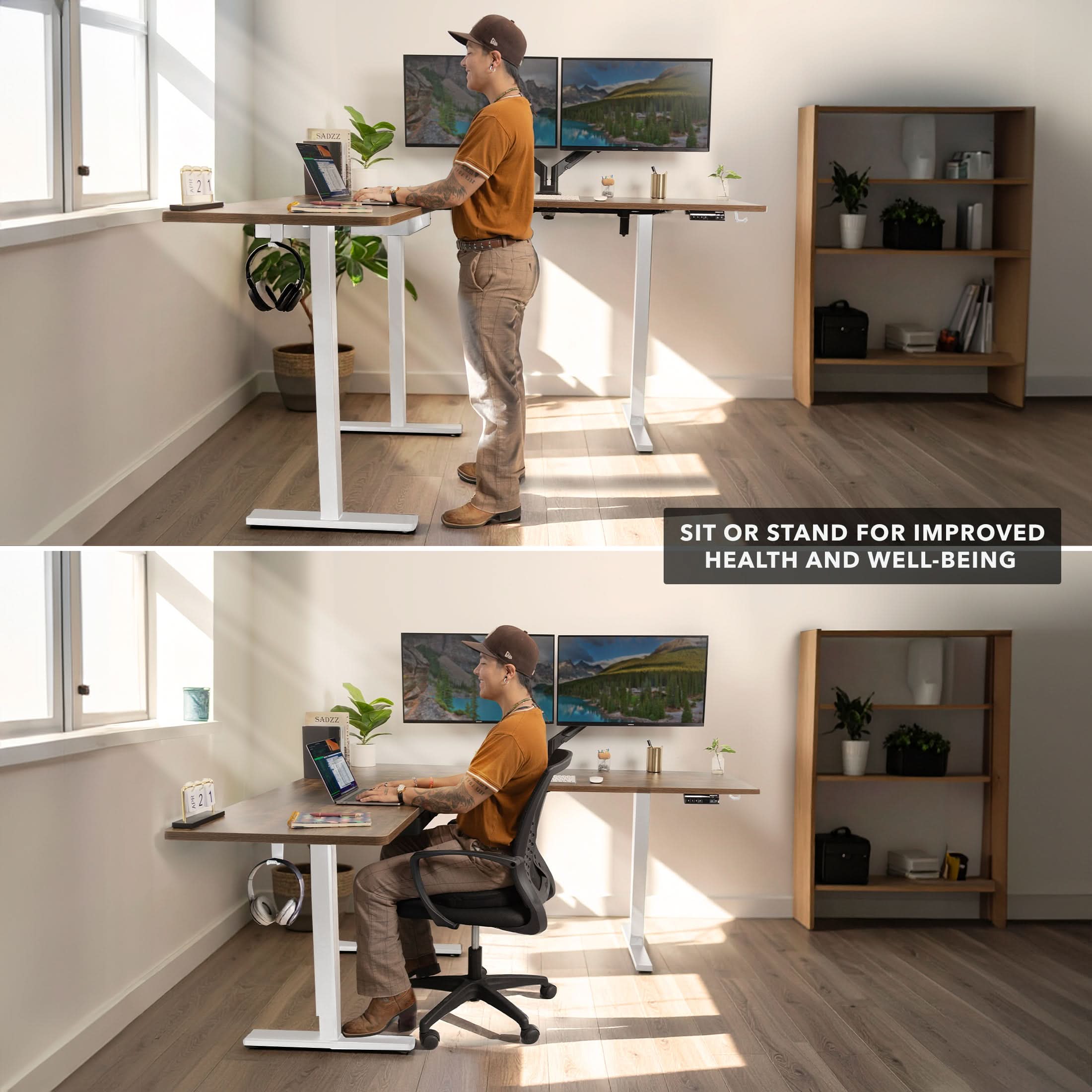 Mount It! XL Electric Height Adjustable Corner Standing Desk with Dual ...