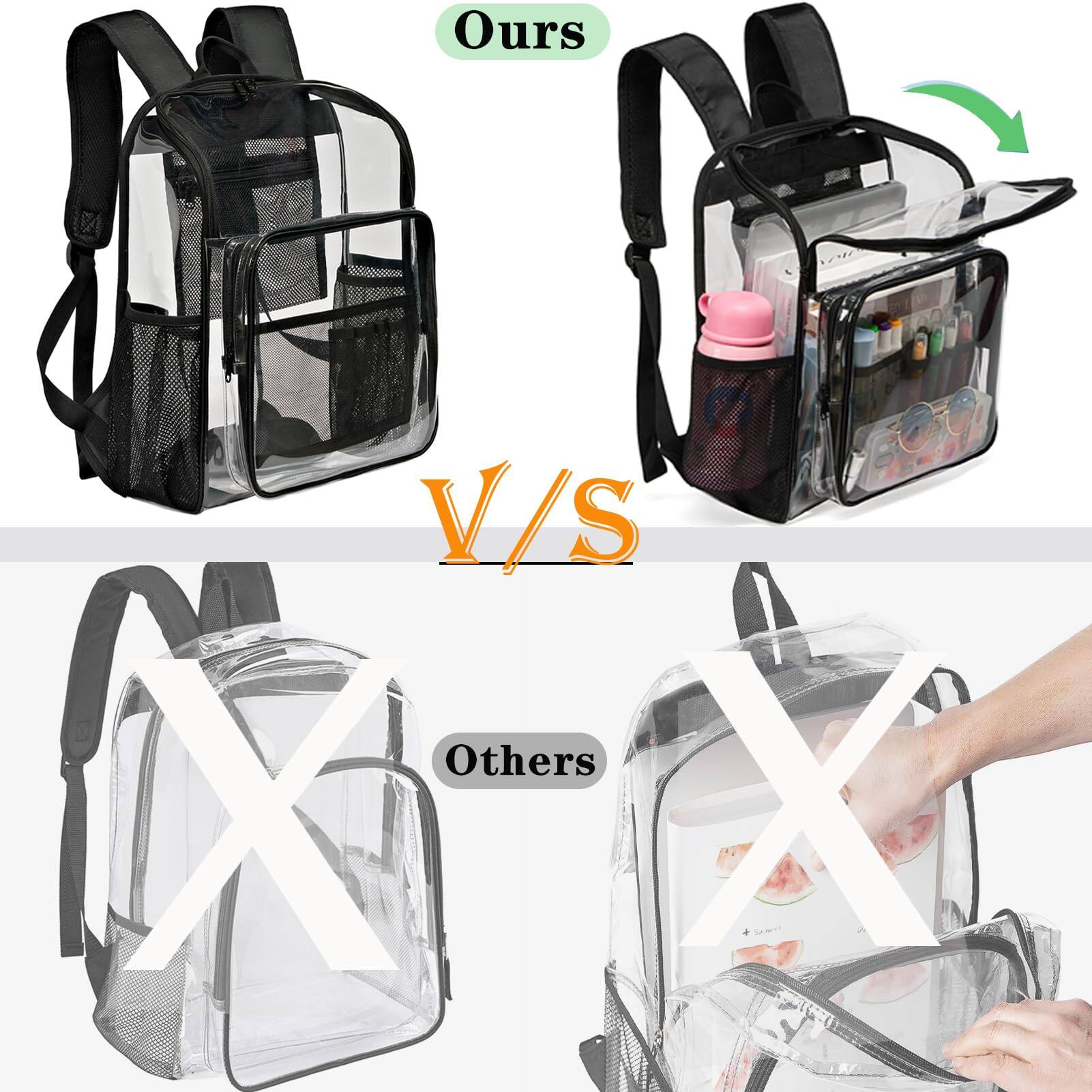 Pacoar Cade Clear Backpack For School Large Bookbag With Multi pockets ...