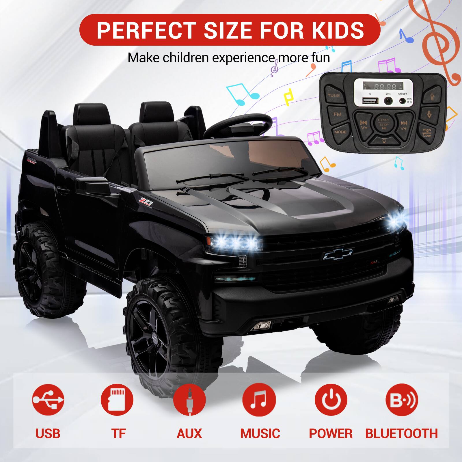 GARVEE Licensed Chevrolet Silverado Kids Ride on Car 24v 2 Seater Truck ...
